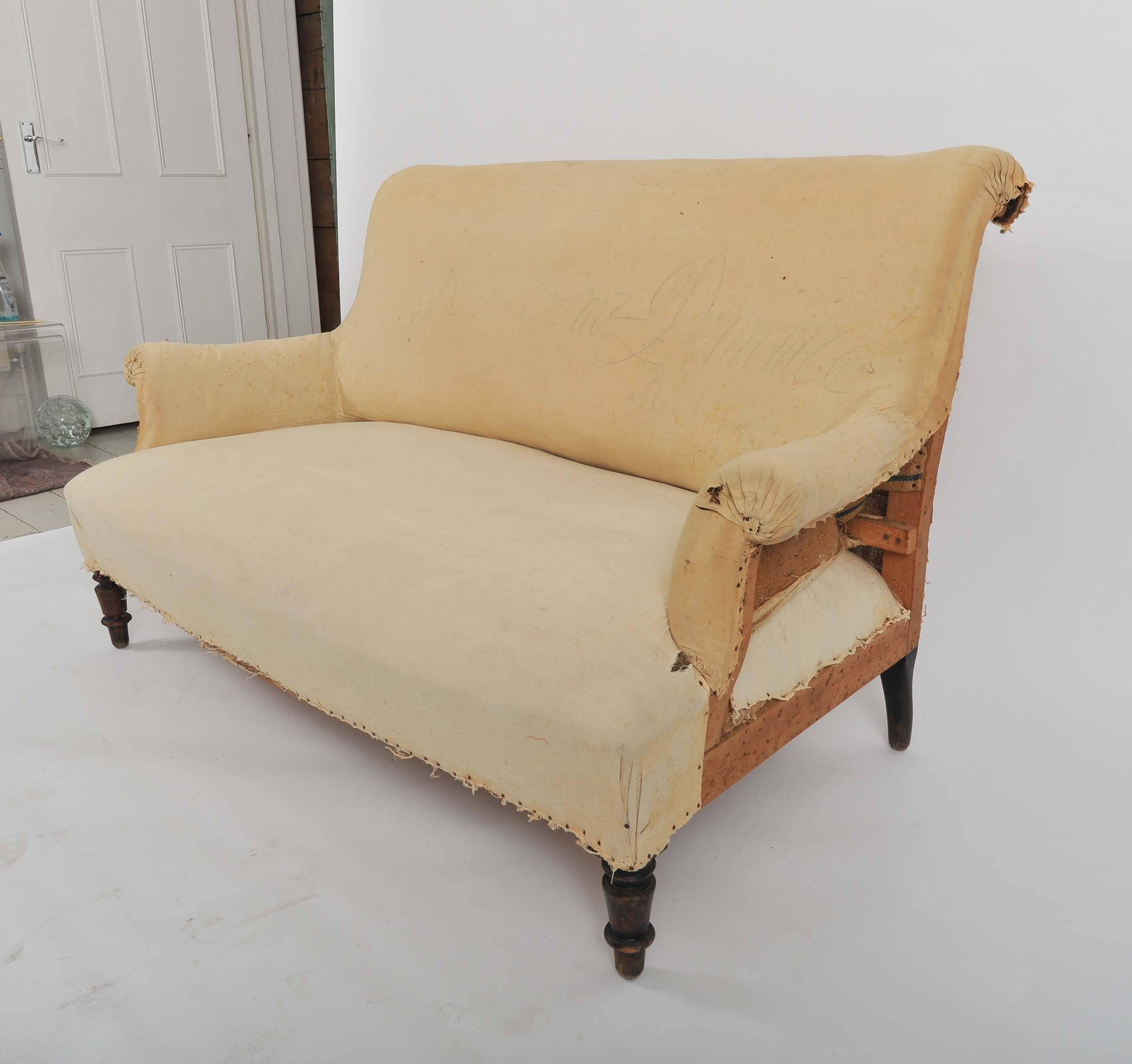 French Scroll Backed Napoleon III Sofa at 1stDibs