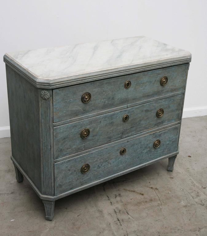 Pair of Swedish Antique Blue Painted Chests 19th Century at 1stDibs