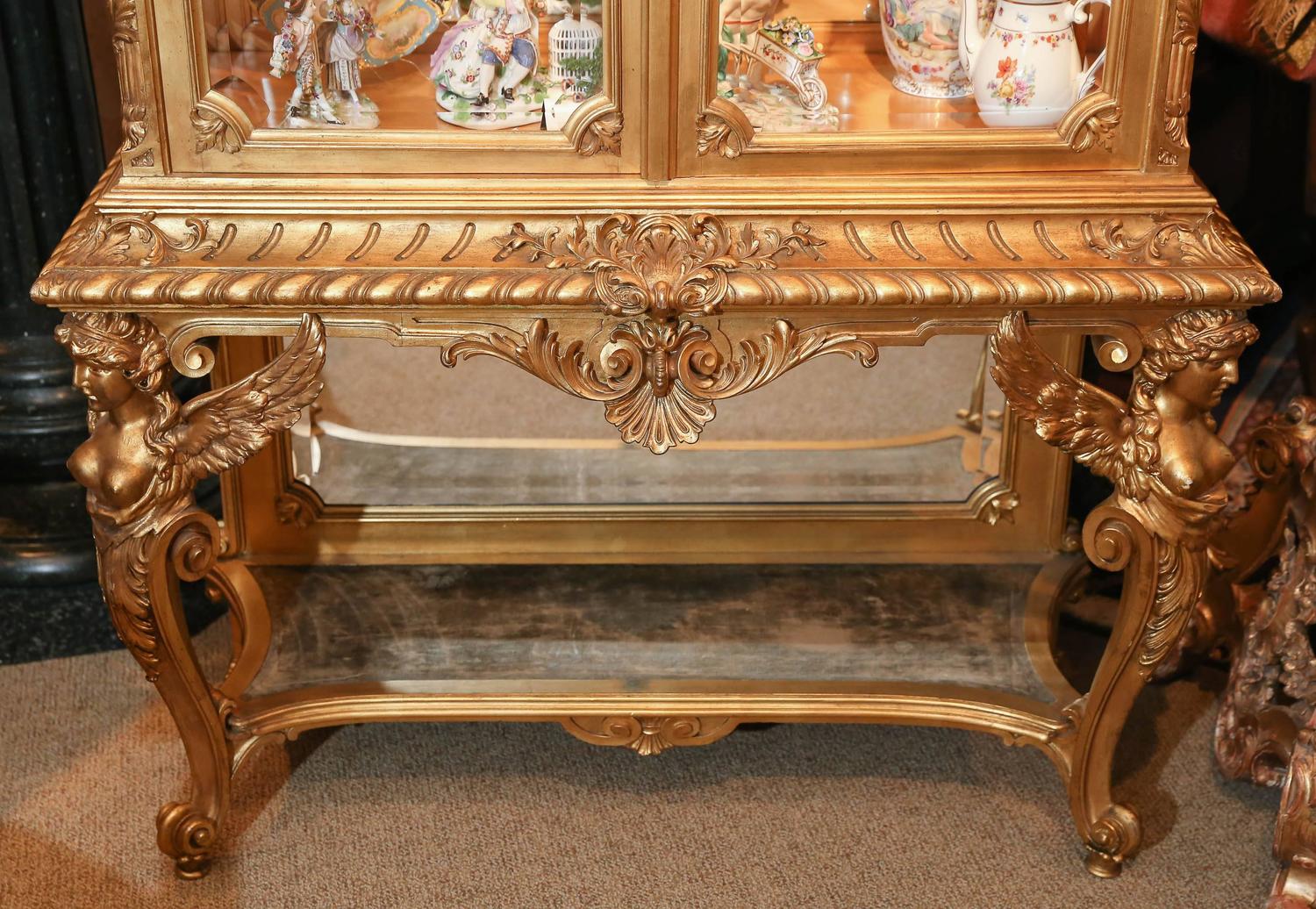 Italian Giltwood Vitrine 'Display Cabinet,' 19th Century; carved wood ...