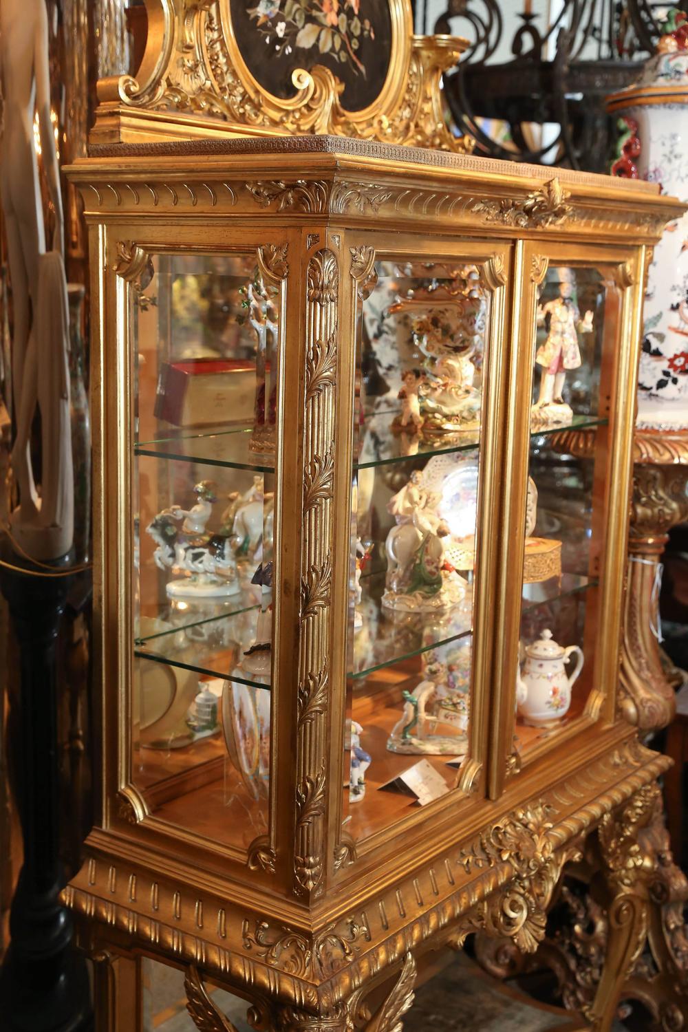 Italian Giltwood Vitrine 'Display Cabinet,' 19th Century; carved wood ...