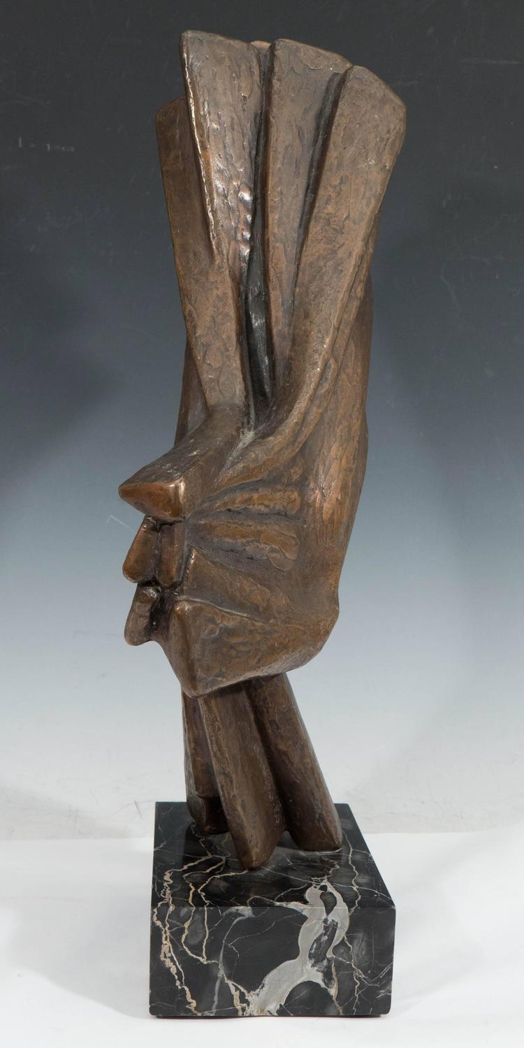 Mid-Century Bronze Abstract Sculpture on Marble Base, Signed D. Angelo ...