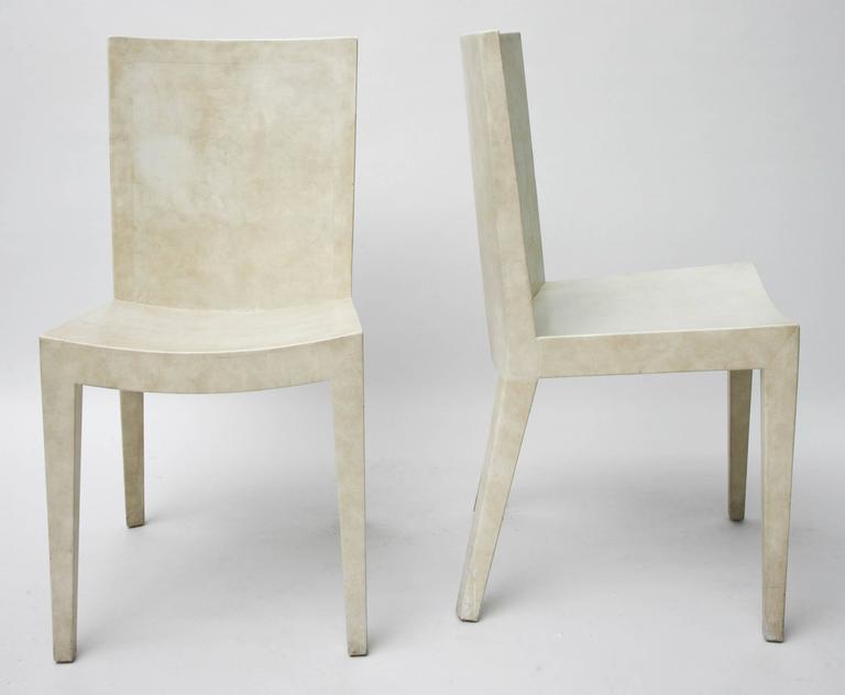 Karl Springer Leather Wrapped JMF Dining Chairs at 1stDibs