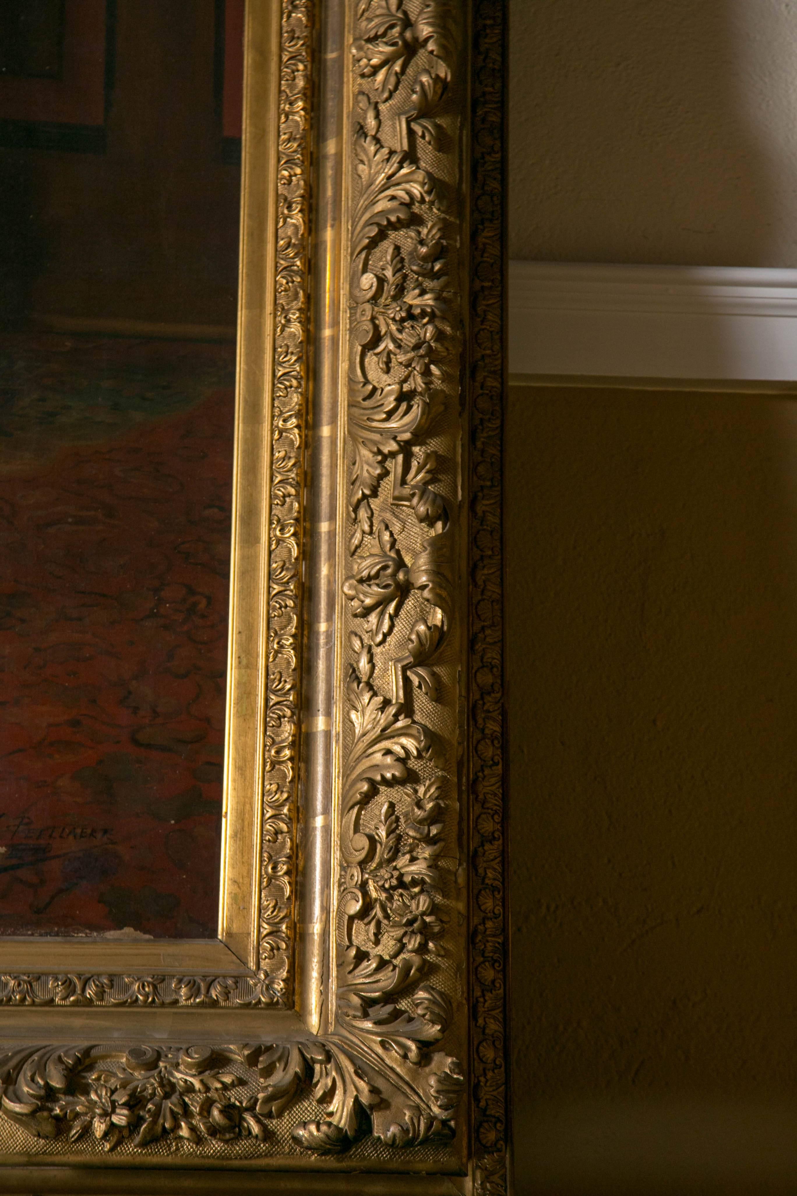 Palatial Oil on Canvas of a Portrait of Siblings Signed J. Peellaert ...