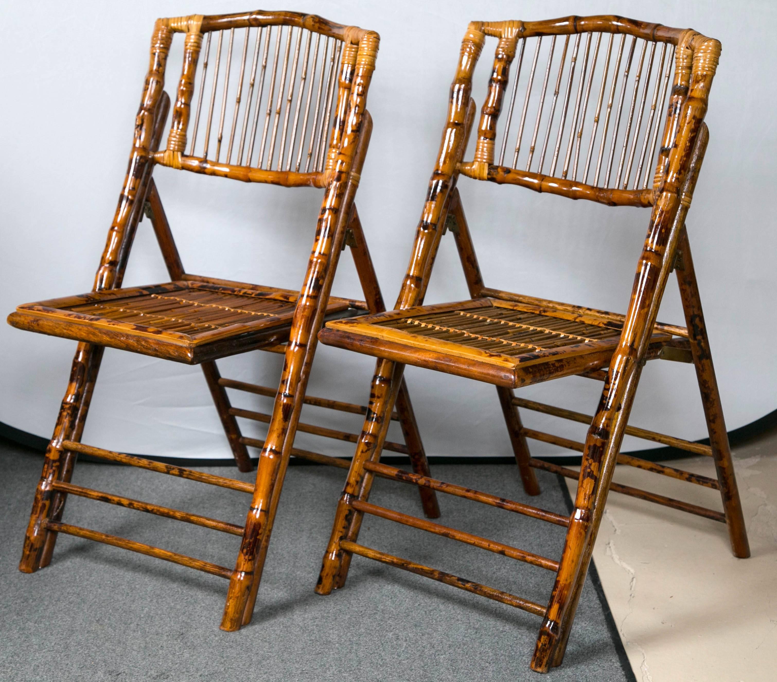 Eight Folding Tortoise Shell and Bamboo Stylized Side Chairs at 1stDibs ...
