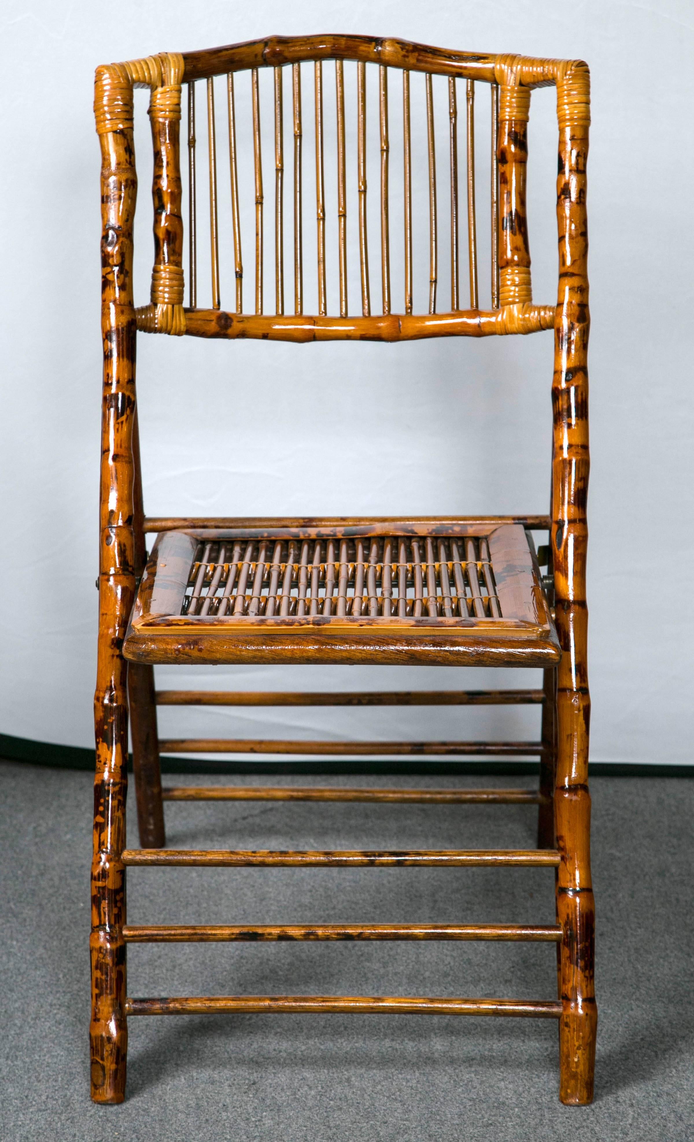 Eight Folding Tortoise Shell and Bamboo Stylized Side Chairs at 1stDibs ...