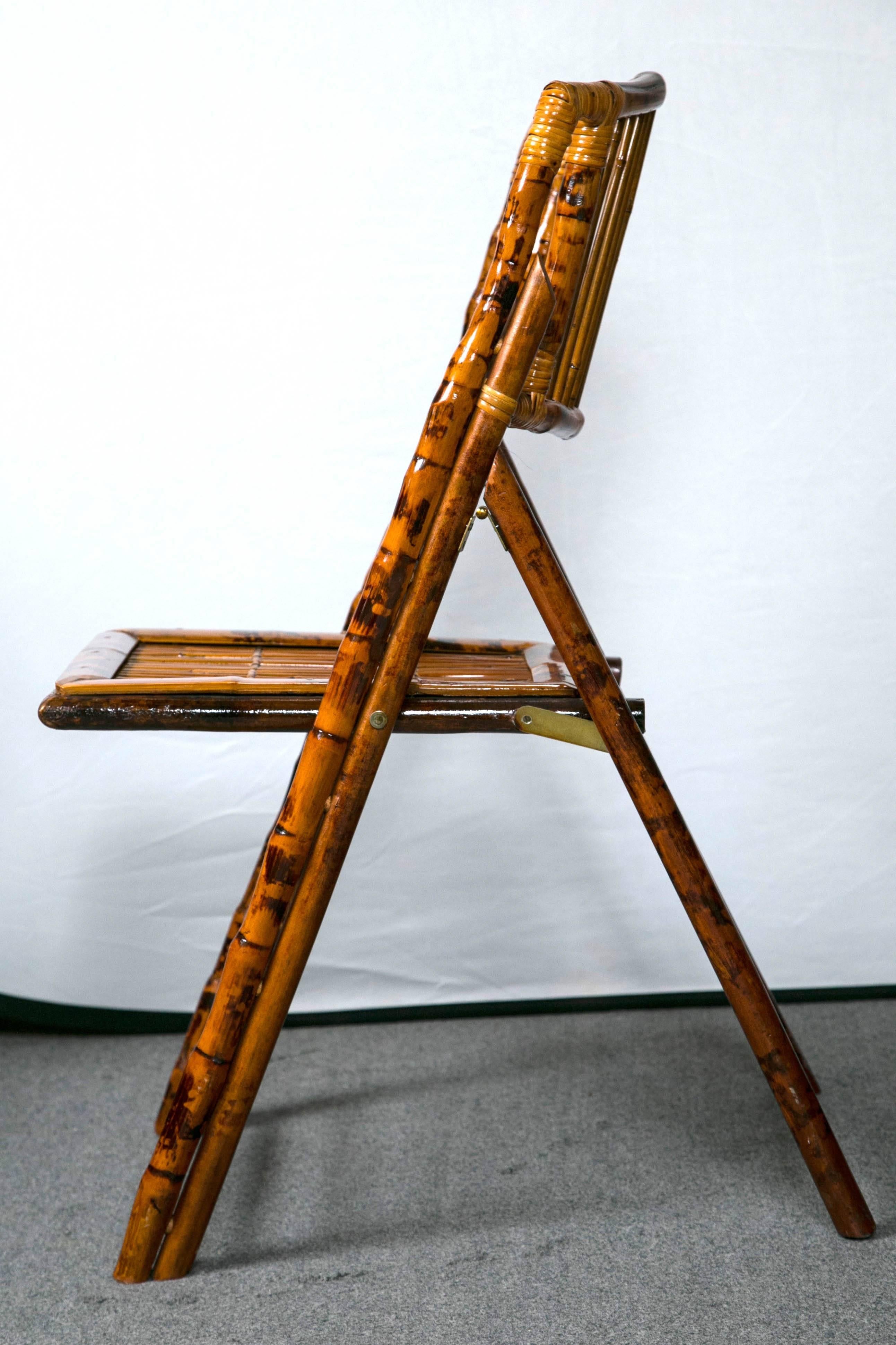 Eight Folding Tortoise Shell and Bamboo Stylized Side Chairs at 1stDibs ...