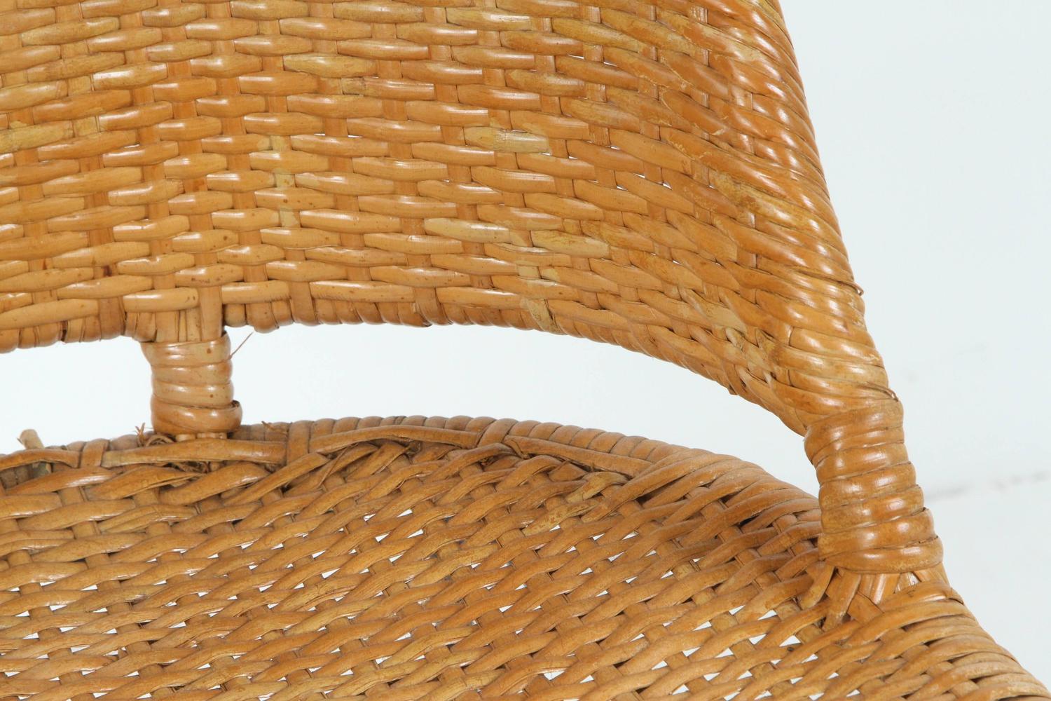 Set of Six Vintage Rattan and Iron Dining Chairs at 1stdibs