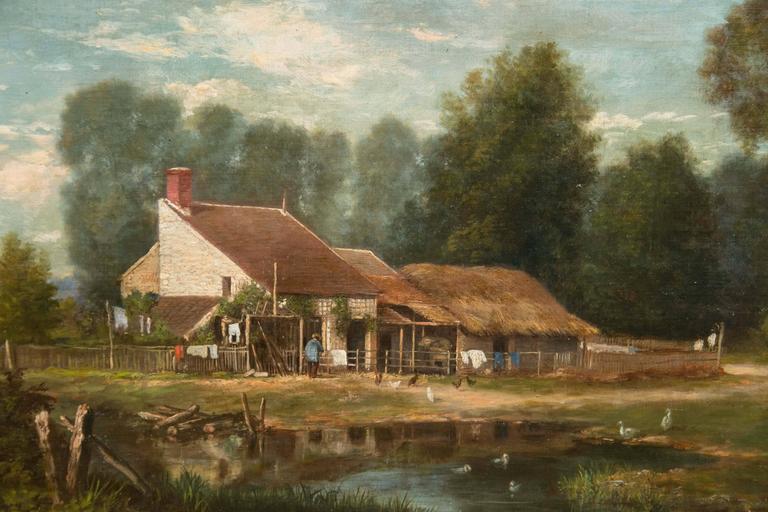 19th Century Oil on Canvas Farm Scene by John O'brien Inman at 1stDibs