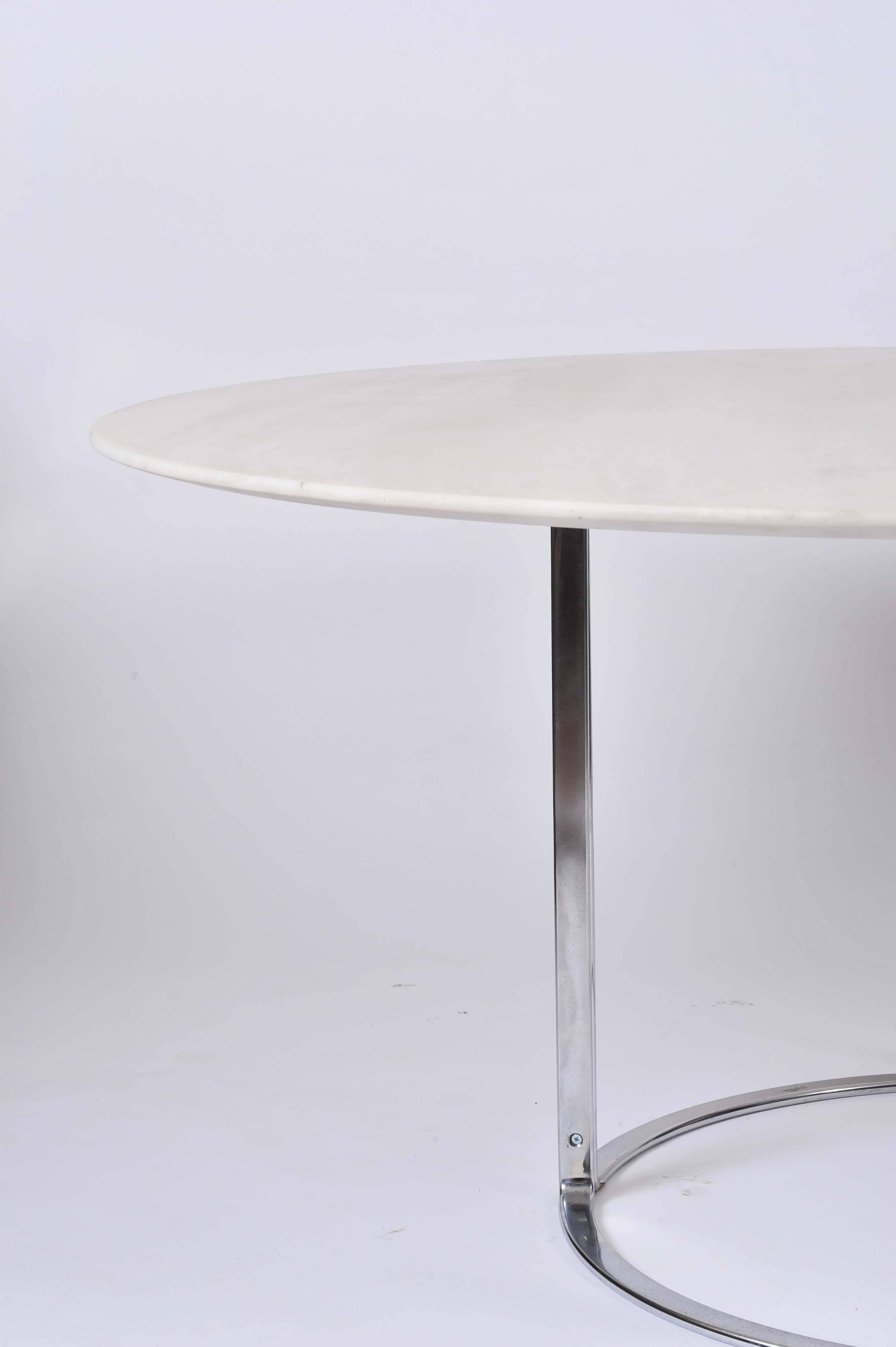 Midcentury Marble Table with Chrome Base at 1stDibs
