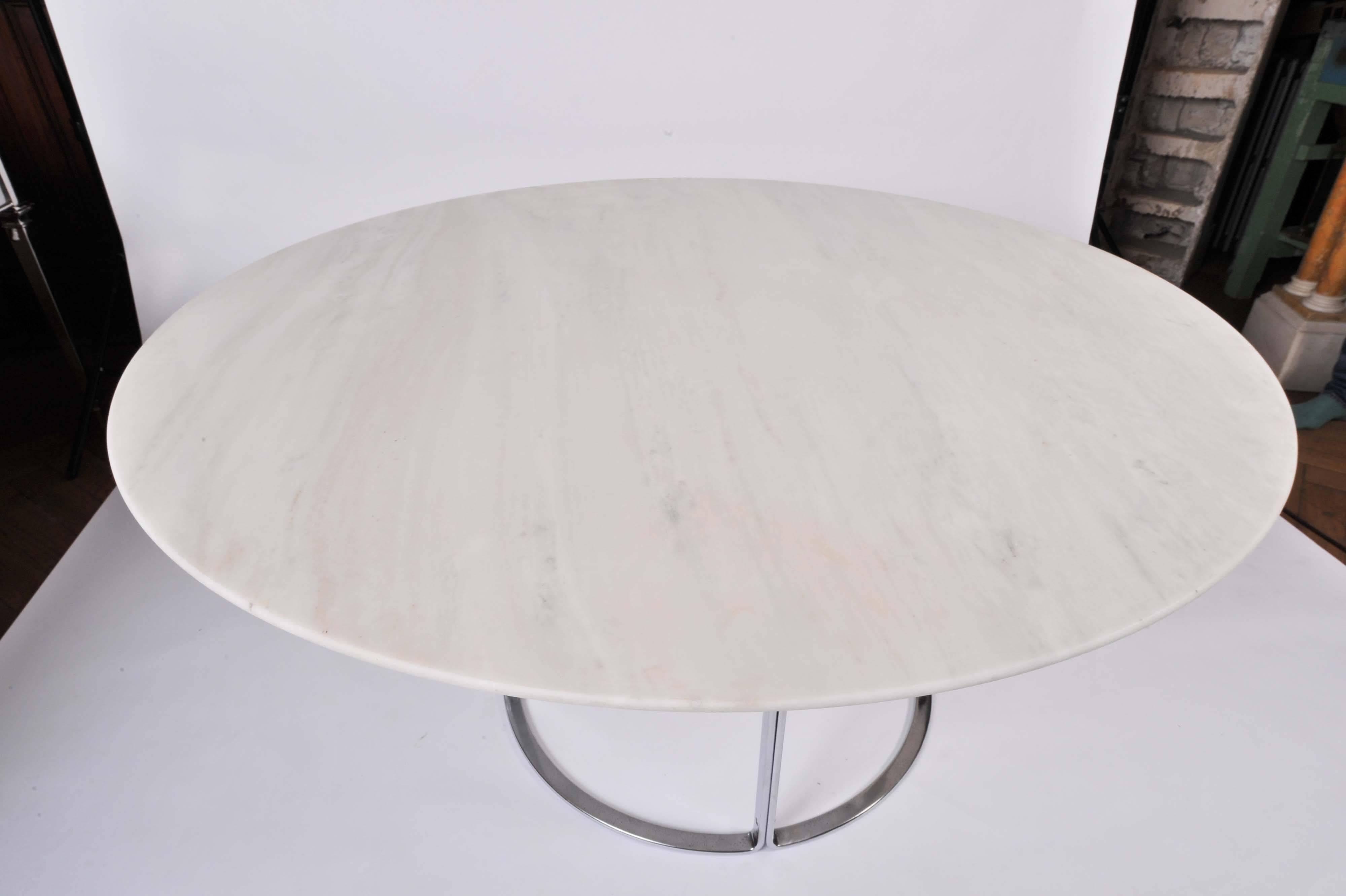 Midcentury Marble Table with Chrome Base at 1stDibs
