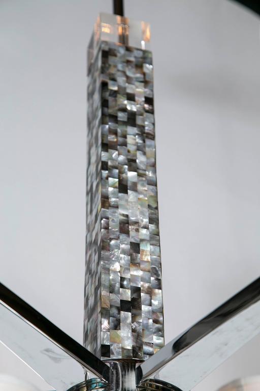 Mother of Pearl Micro Mosaic Decorated Chandelier Chrome Six Light ...