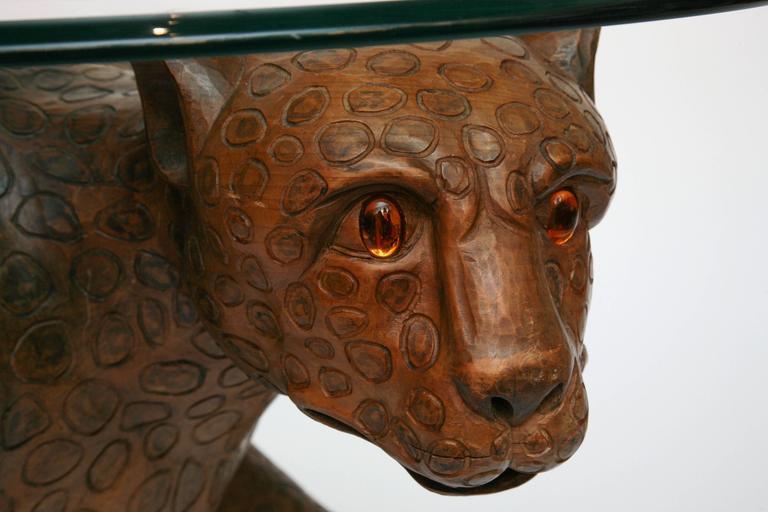 Life-Like Carved Wood Over-Sized Mid-Century "Leopard" Cocktail Table ...
