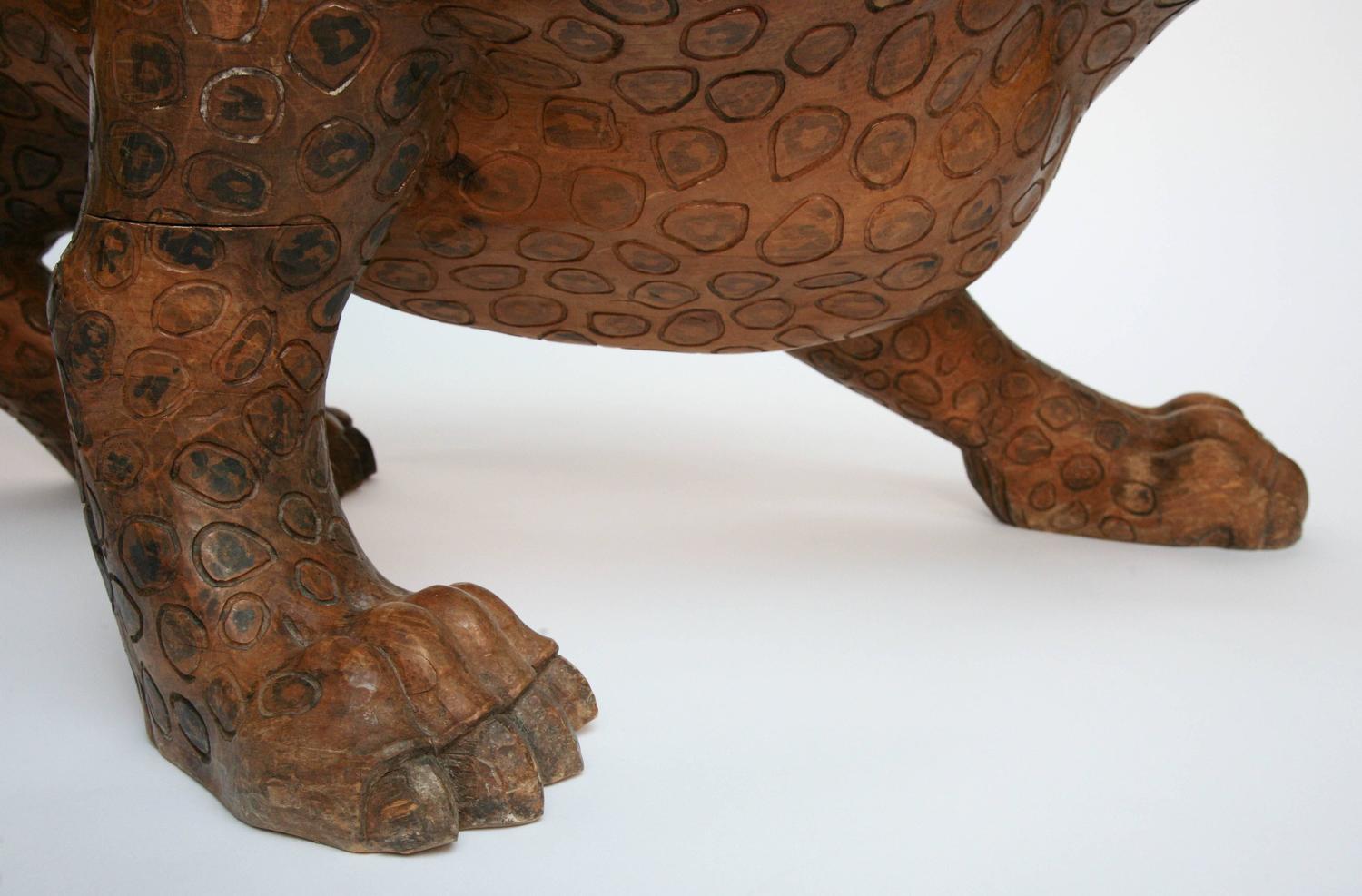 Life-Like Carved Wood Over-Sized Mid-Century "Leopard" Cocktail Table ...