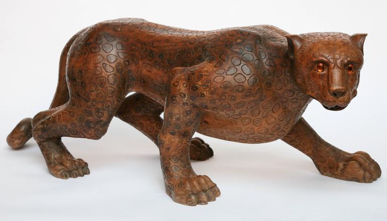 Life-Like Carved Wood Over-Sized Mid-Century "Leopard" Cocktail Table ...