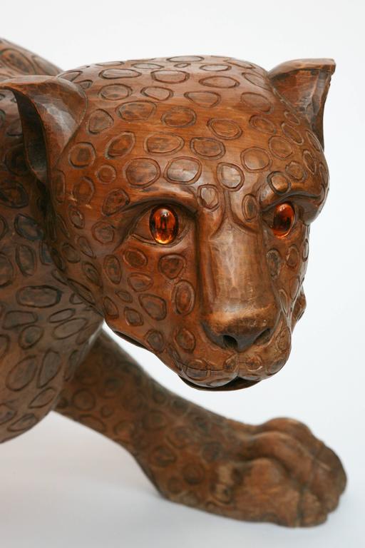 Life-Like Carved Wood Over-Sized Mid-Century "Leopard" Cocktail Table ...