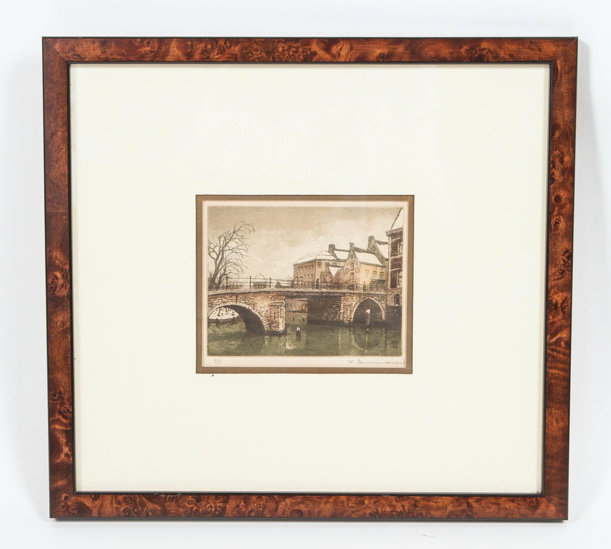 Set of Four Hand Colored Etchings at 1stDibs