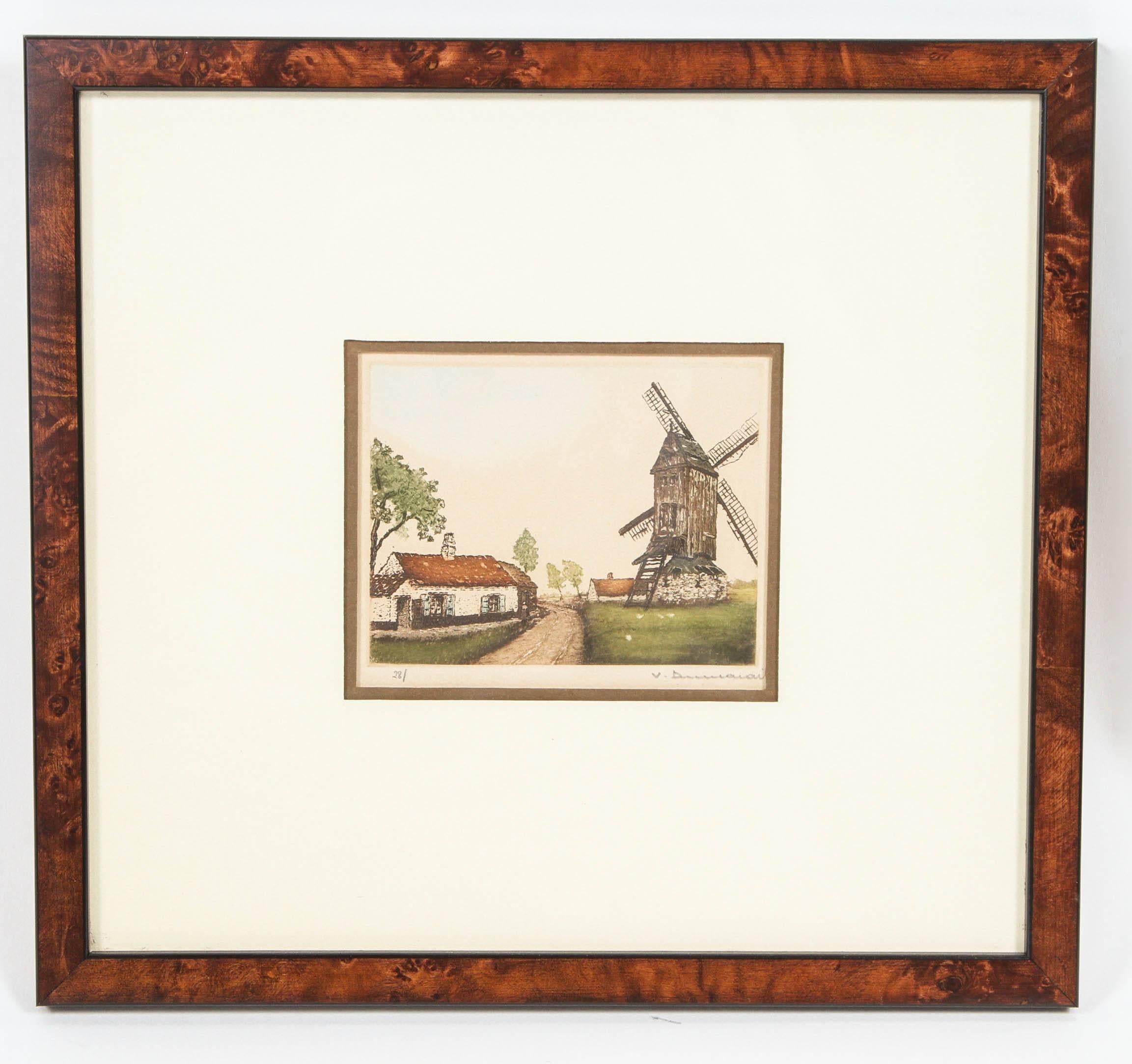 Set of Four Hand Colored Etchings at 1stDibs