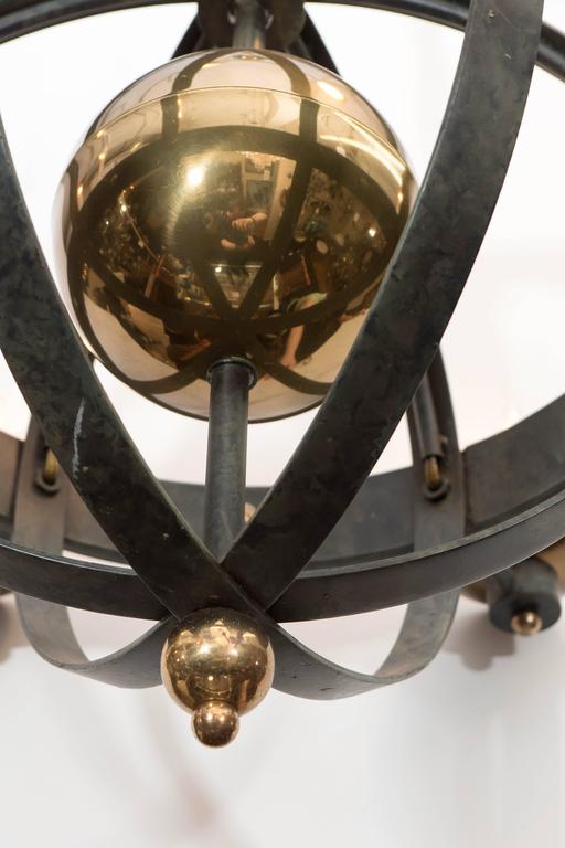 Pair of Mid-Century Verdigris Iron and Brass Orbit Light Fixtures at ...