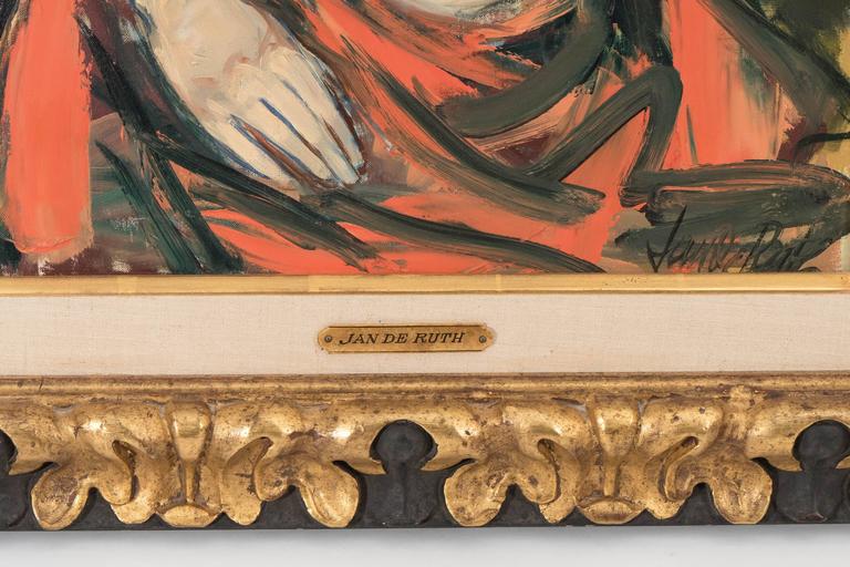 Jan de Ruth 'Red Drape' Oil on Canvas, Signed and Framed at 1stDibs