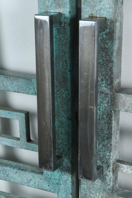 Spectacular Pair of Large Heavy Geometric Steel Gates at 1stDibs