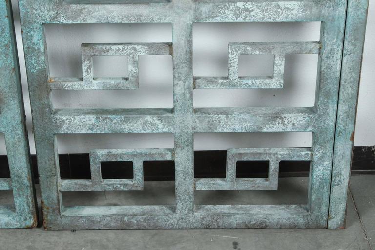 Spectacular Pair of Large Heavy Geometric Steel Gates at 1stDibs