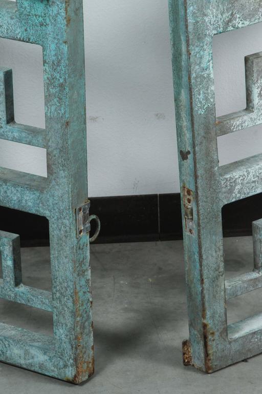 Spectacular Pair of Large Heavy Geometric Steel Gates at 1stDibs