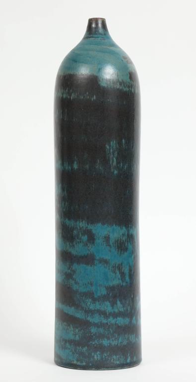 Marcello Fantoni Cylindrical Ceramic Bottle Vase, Glazed Stoneware ...