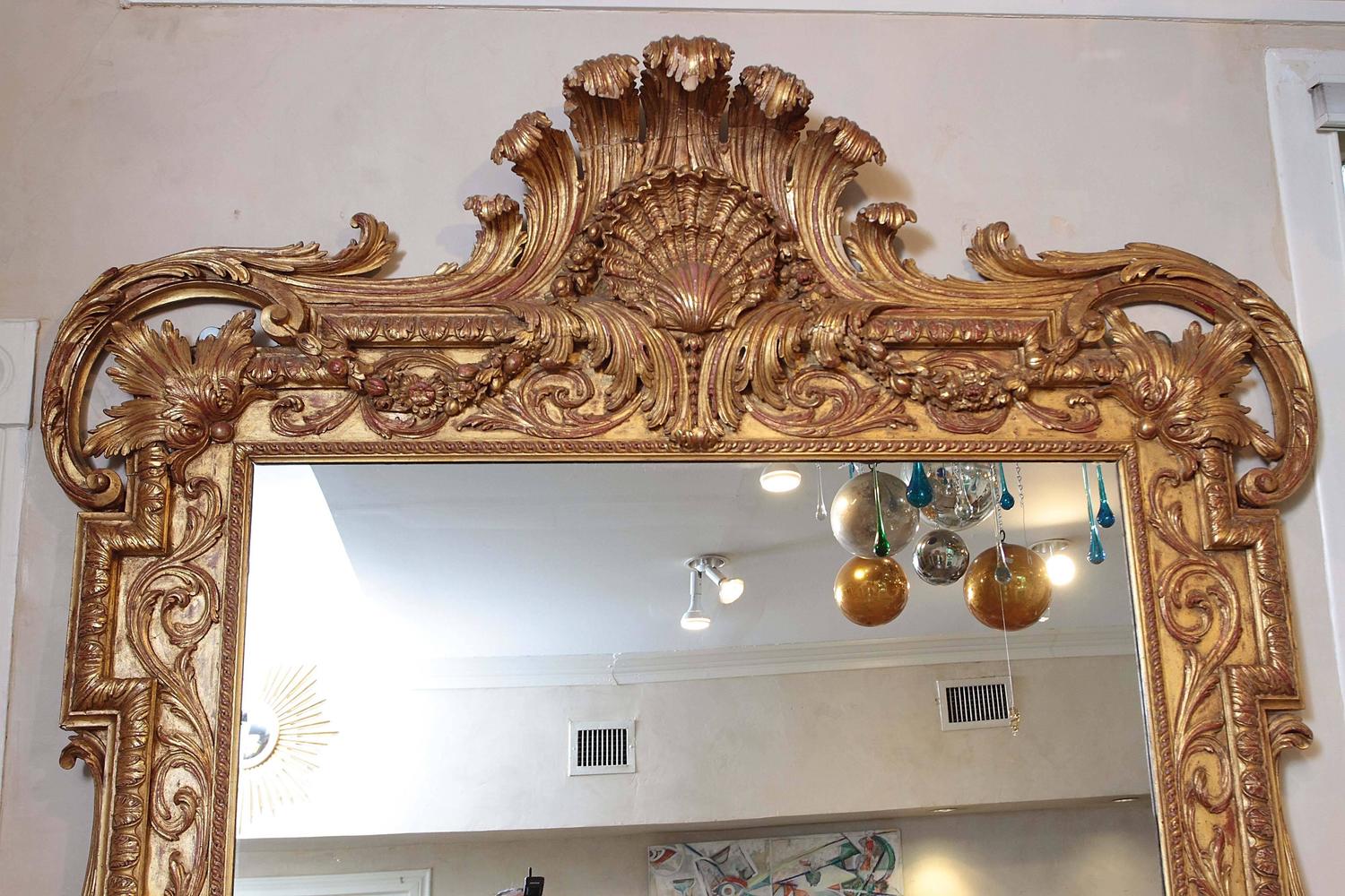 Extra Large Full Length Gold Rococo Dress Mirror For Sale at 1stdibs