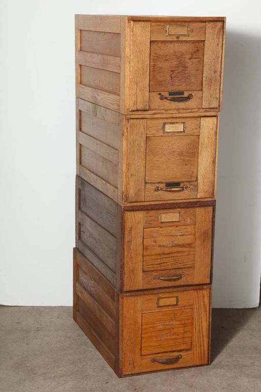 Early 20th Century Four Stack Oak File Boxes at 1stDibs