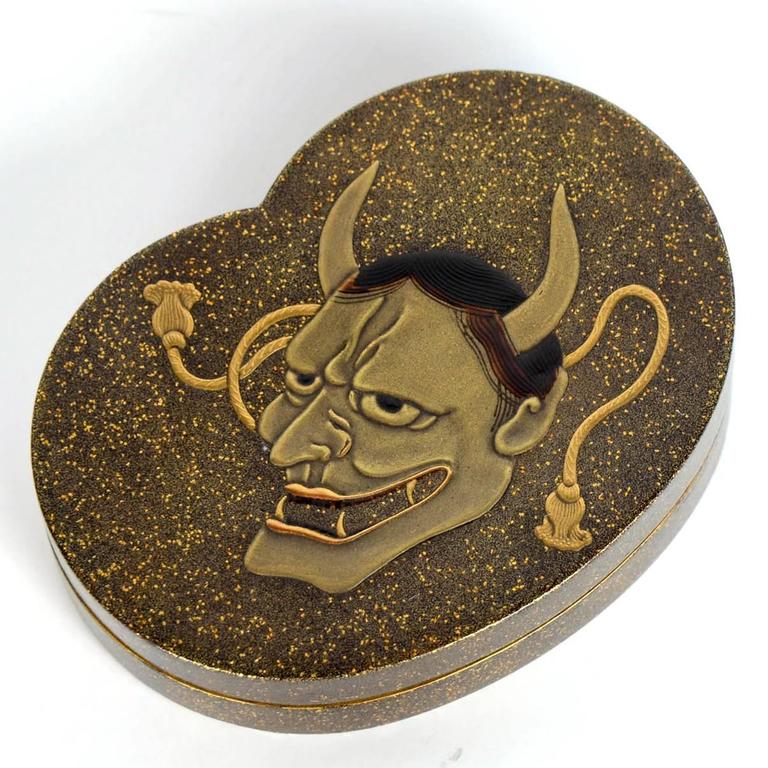 19th Japanese Lacquered Kobako, Hannya Mask (Lacquer Box) at 1stDibs