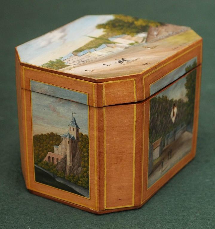 French Painted Tea Box For Sale at 1stDibs