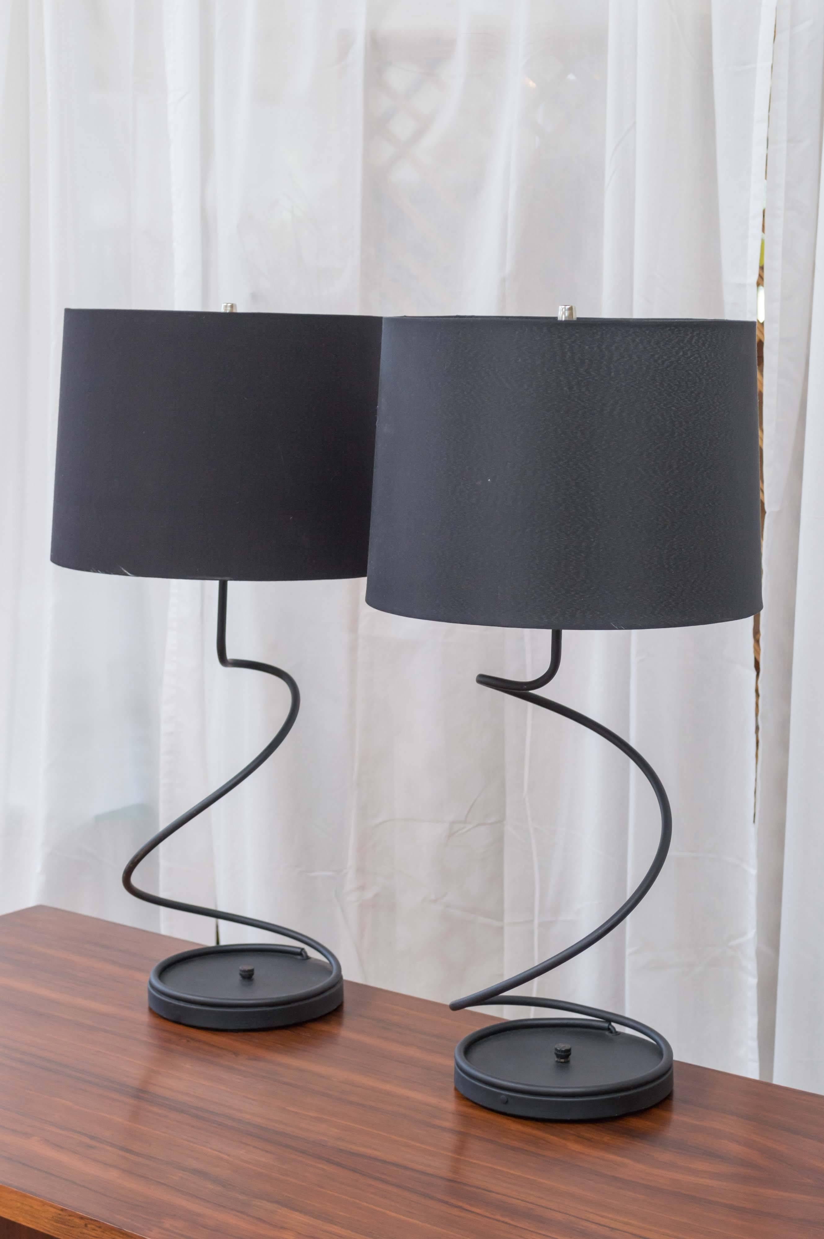 Pair of Unusual Robert Bulmore Spiral-Stem Table Lamps at 1stDibs