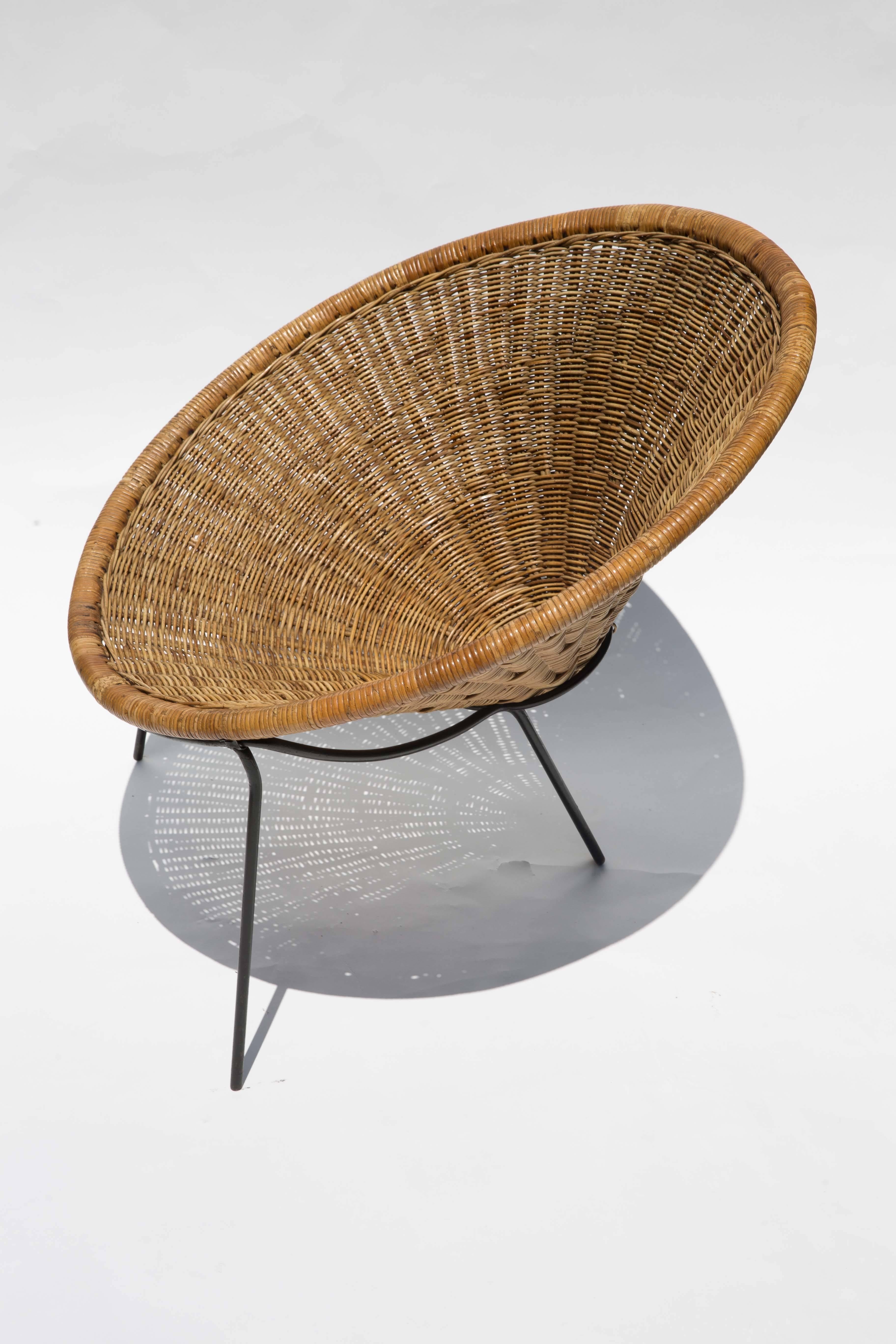 Pair of "Cone" Shaped Bamboo Chairs with Metal Base at 1stDibs