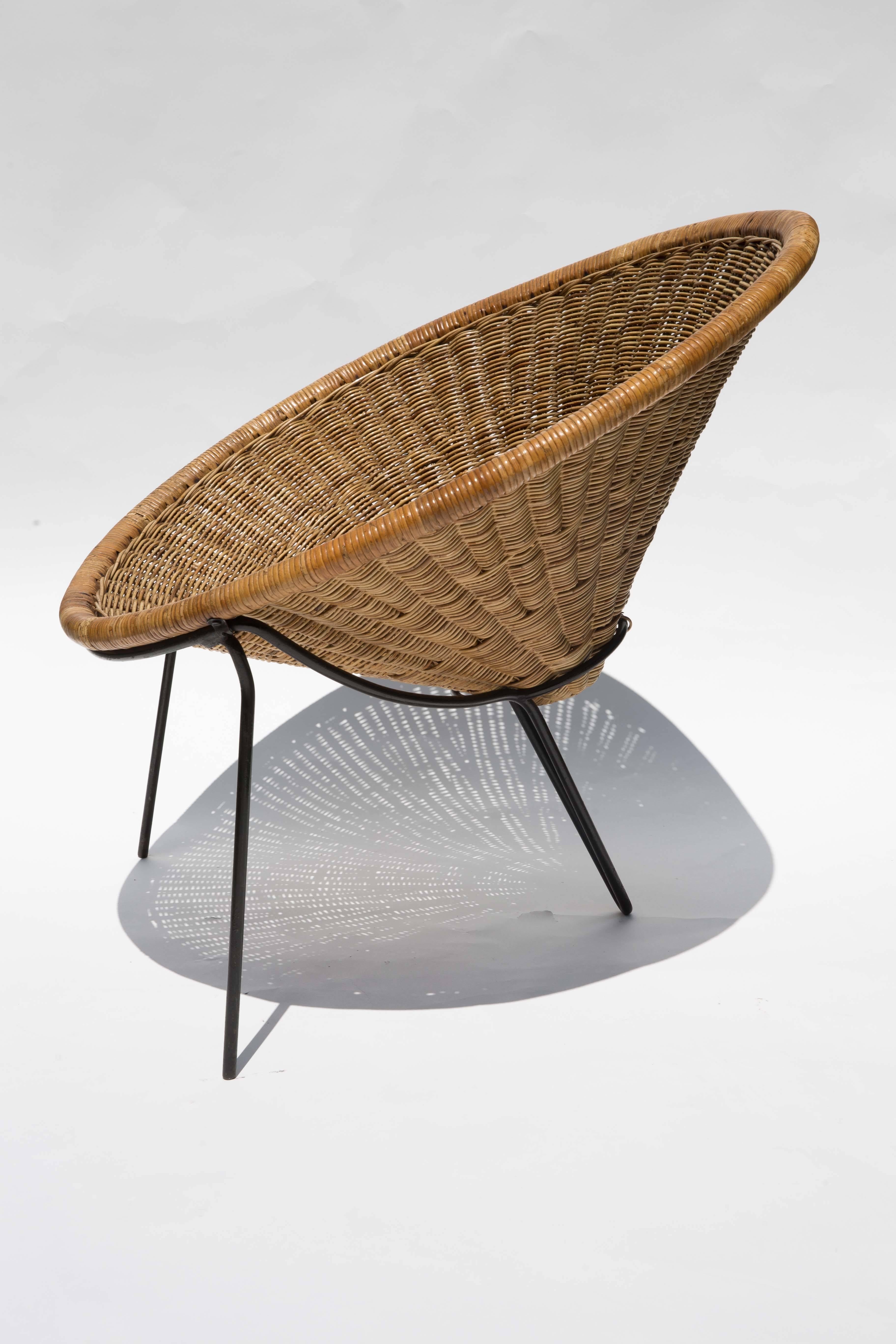 Pair of "Cone" Shaped Bamboo Chairs with Metal Base at 1stDibs