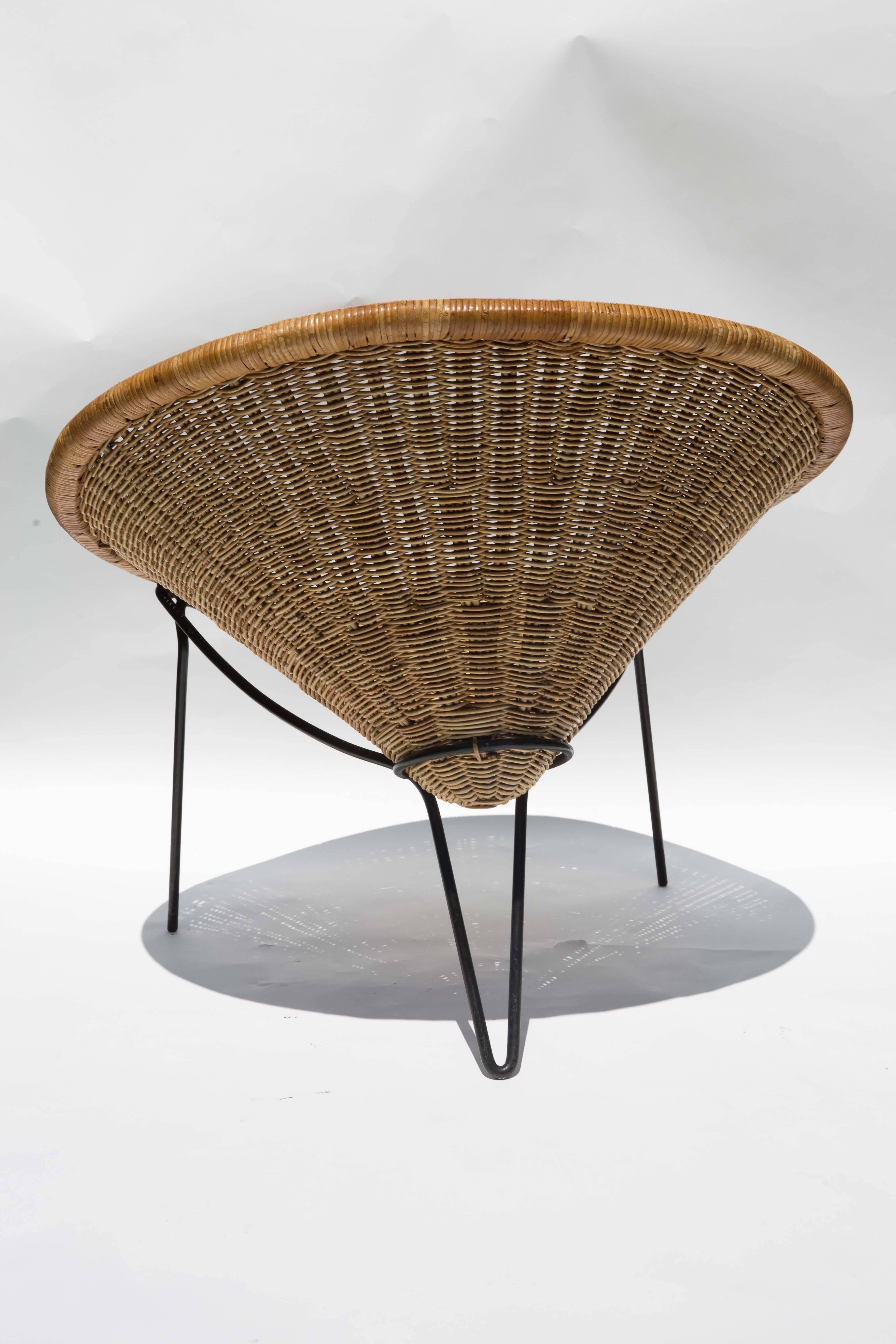 Pair of "Cone" Shaped Bamboo Chairs with Metal Base at 1stDibs