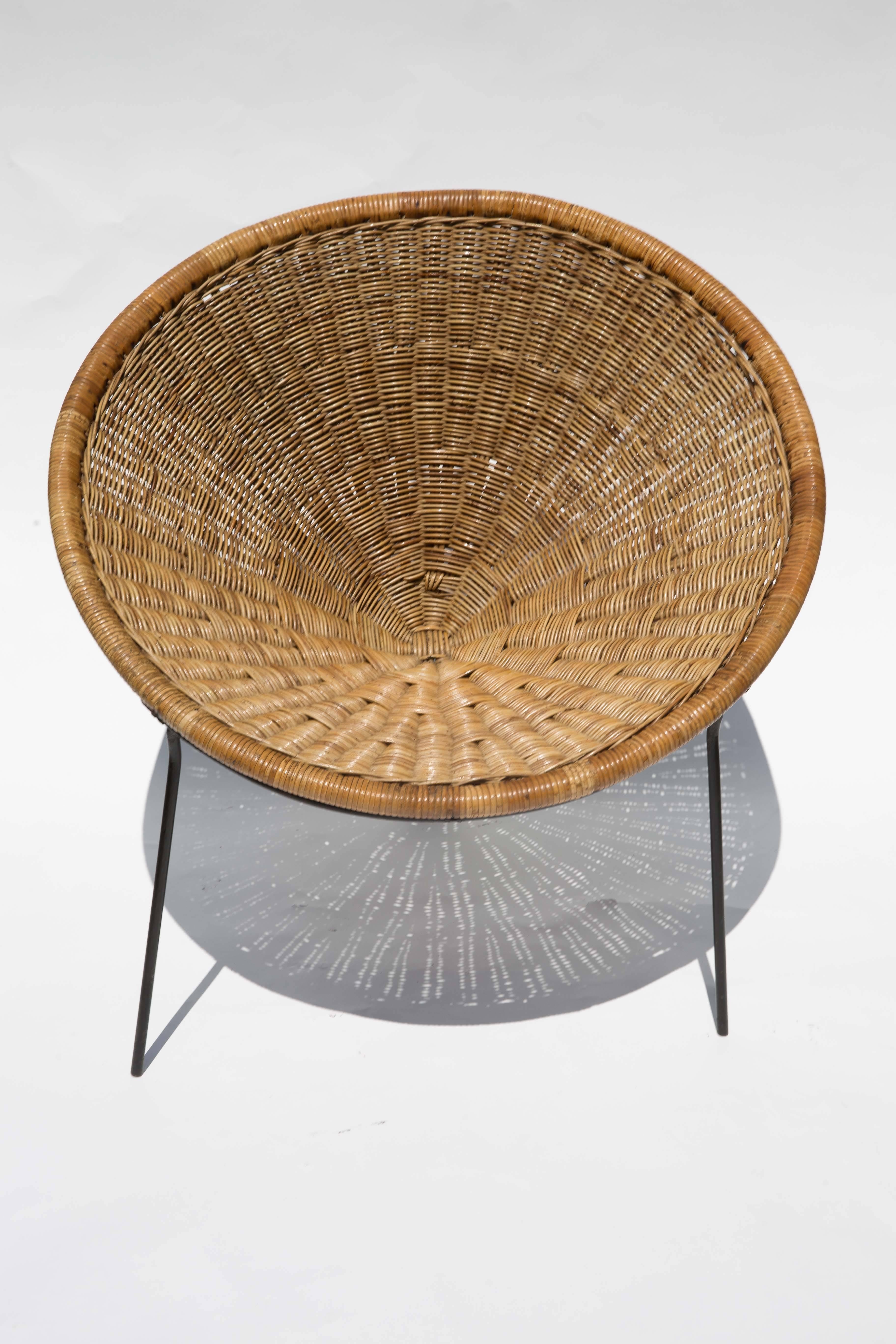 Pair of "Cone" Shaped Bamboo Chairs with Metal Base at 1stDibs