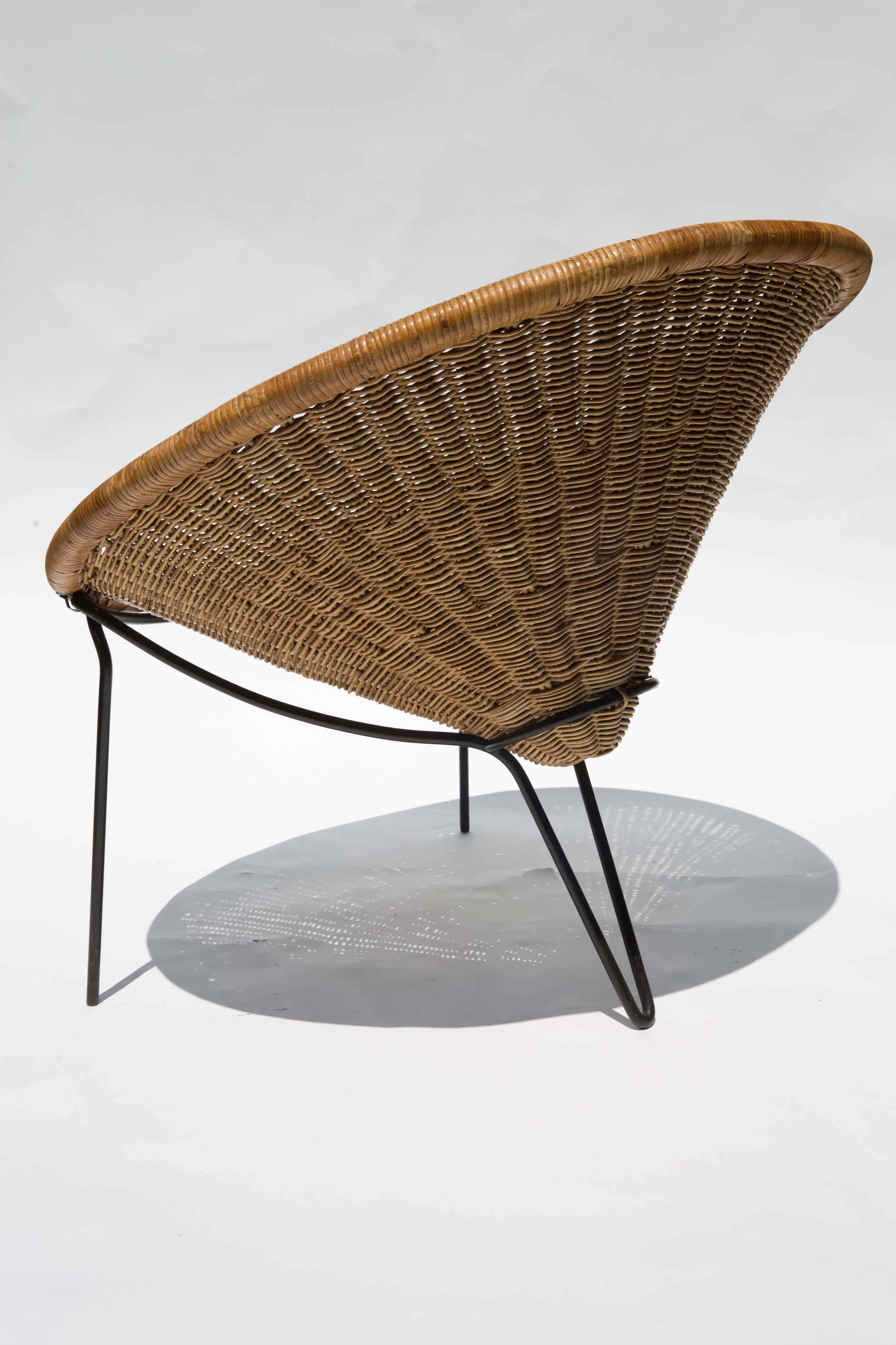 Pair of "Cone" Shaped Bamboo Chairs with Metal Base at 1stDibs