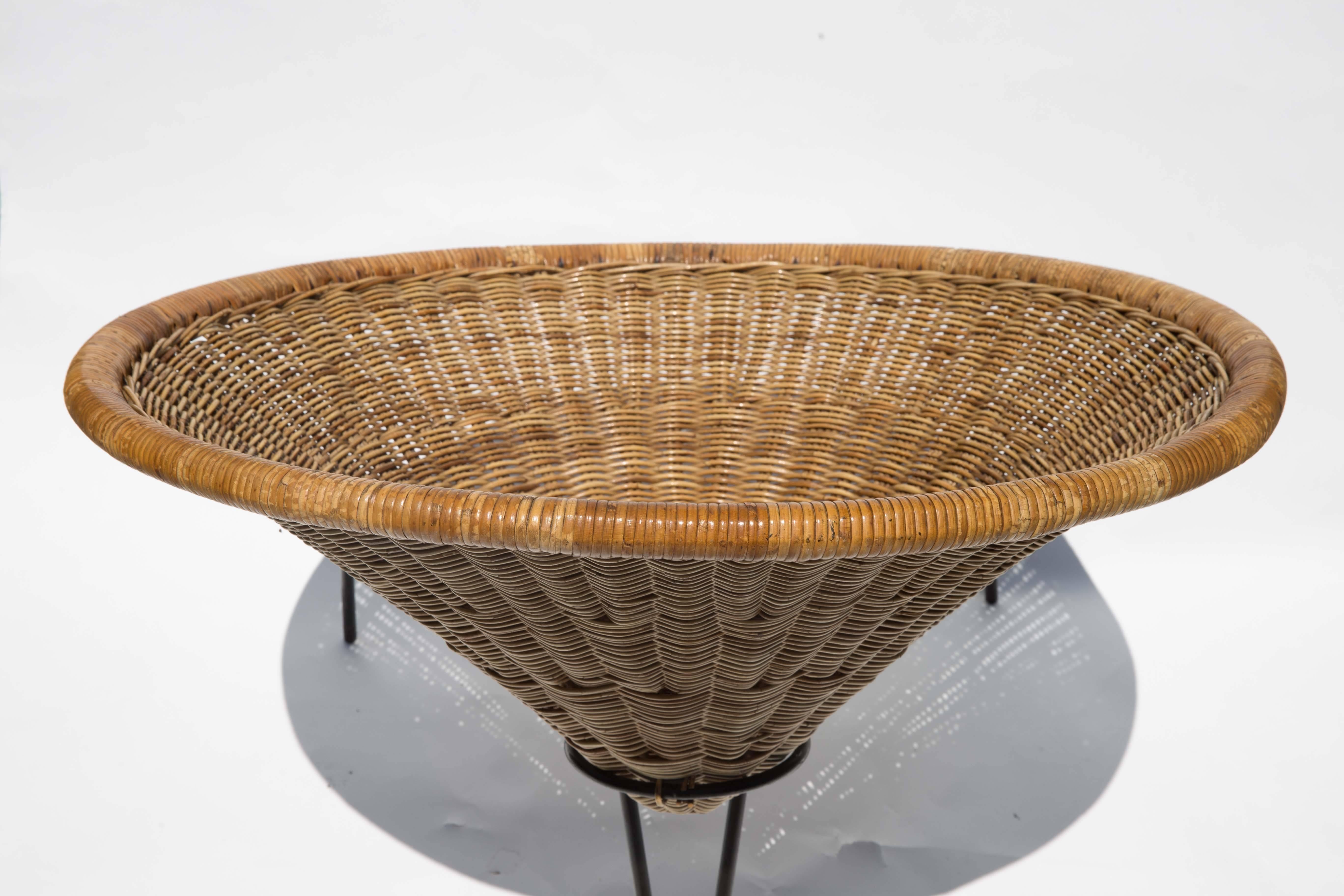 Pair of "Cone" Shaped Bamboo Chairs with Metal Base at 1stDibs