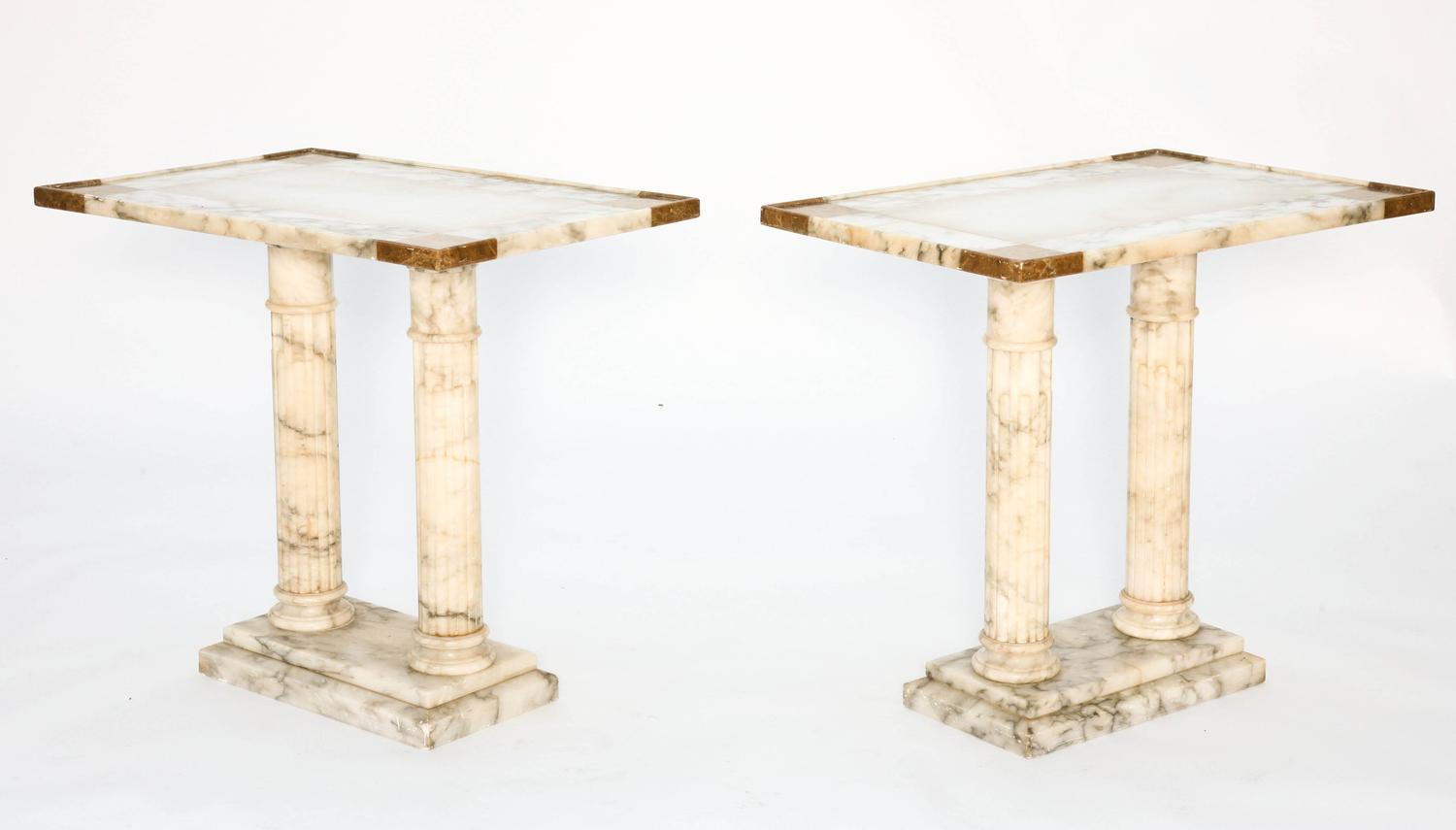 Pair of Italian Alabaster End Tables For Sale at 1stdibs