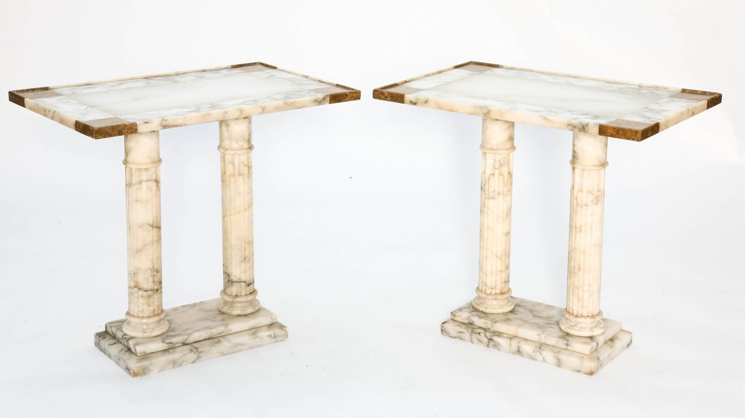 Pair of Italian Alabaster End Tables For Sale at 1stdibs