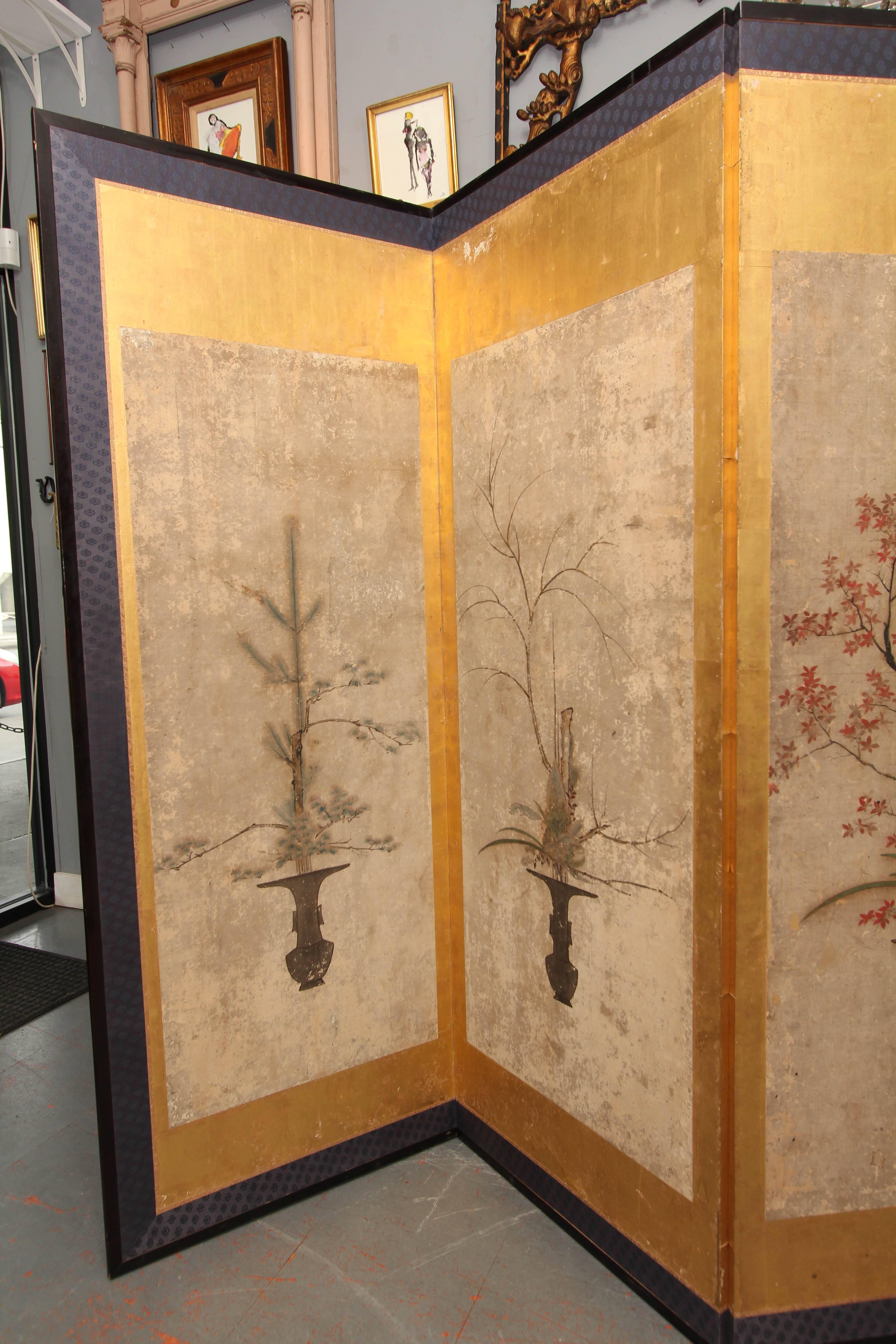 Beautiful Six-Panel Antique Japanese Screen at 1stDibs