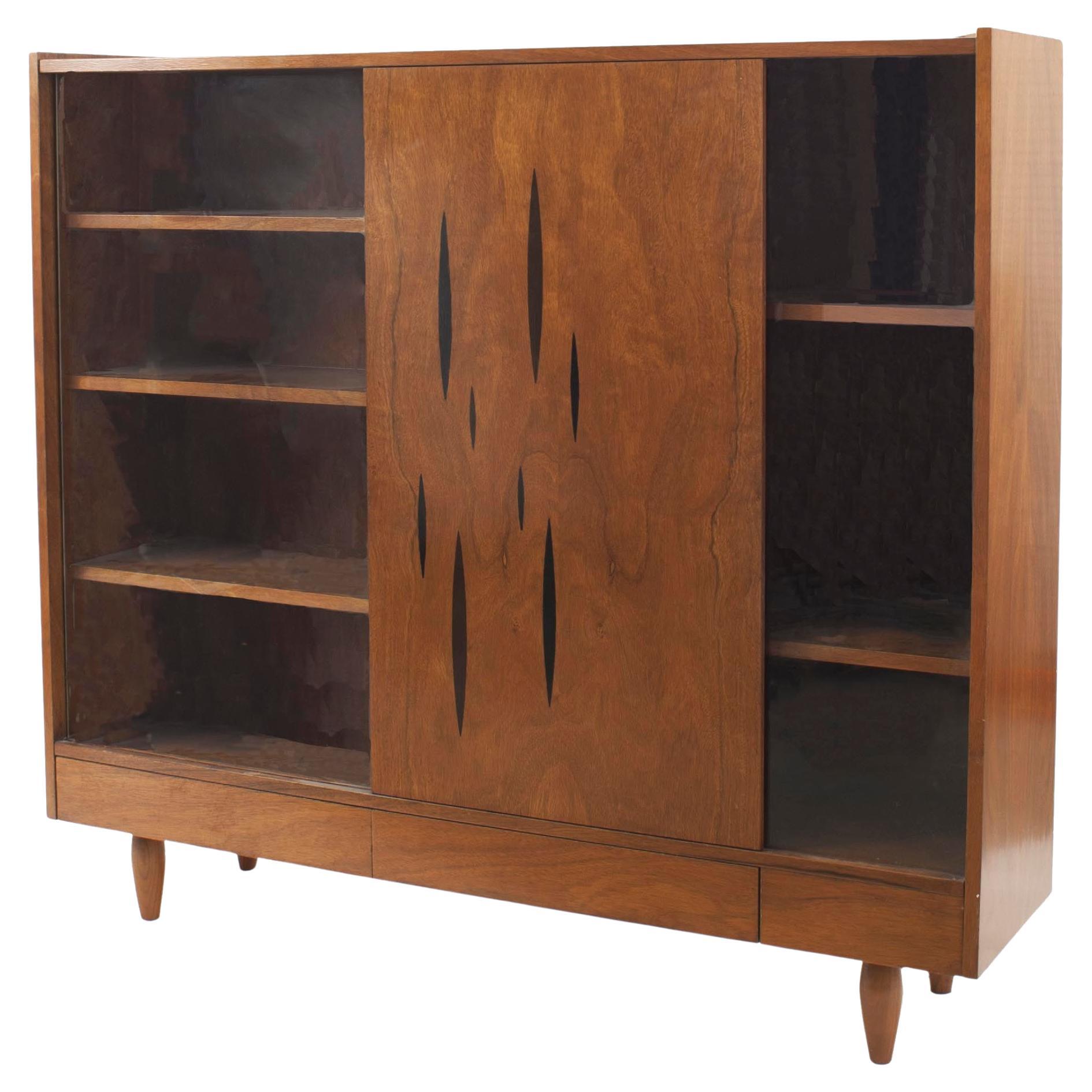 Mid-Century scandinavian Wooden Display Cabinet with Glass Sliding ...
