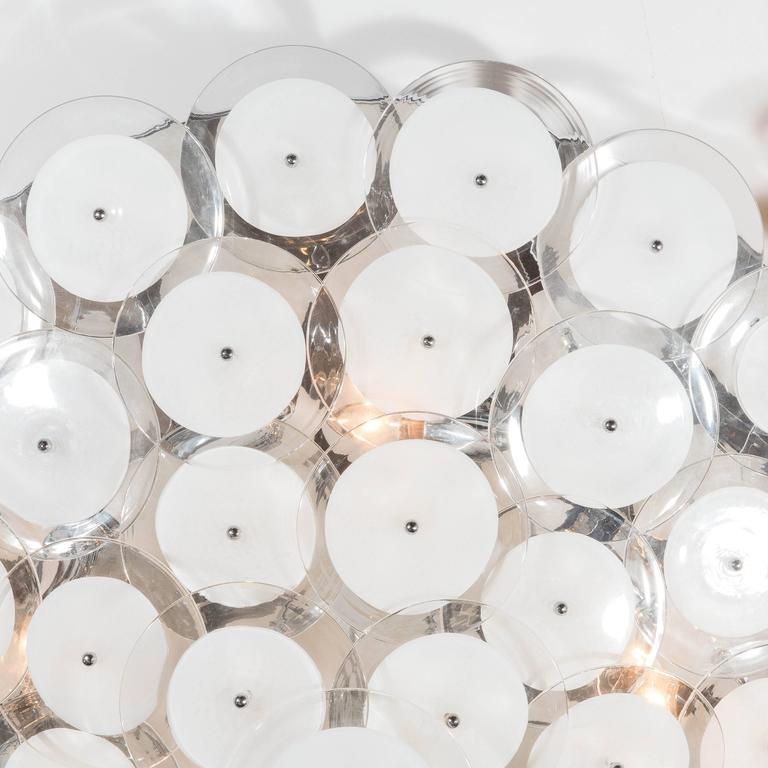 Custom White Murano Glass Disc Flush Mount Light For Sale at 1stDibs