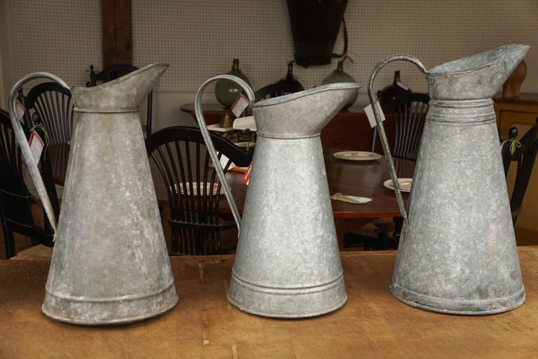 Galvanized Metal Pitchers from France at 1stDibs