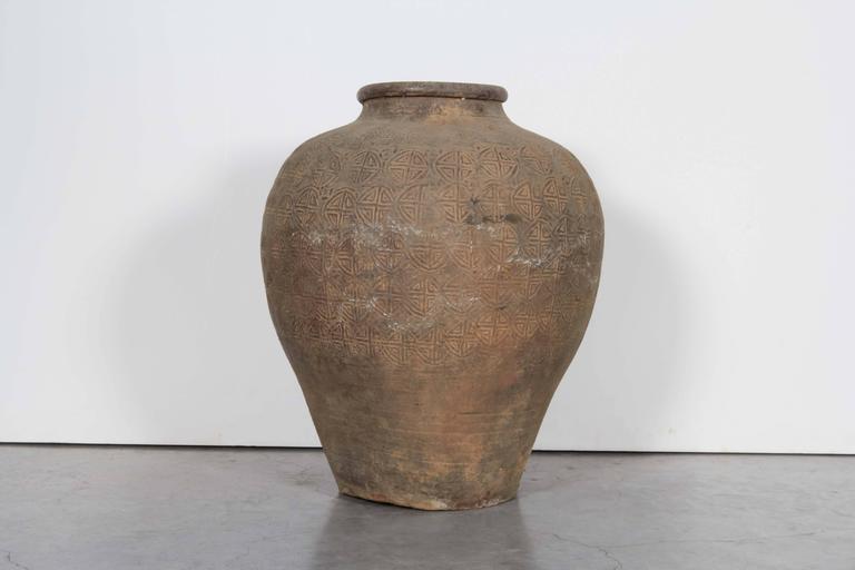Antique Embossed Ceramic Jar at 1stDibs