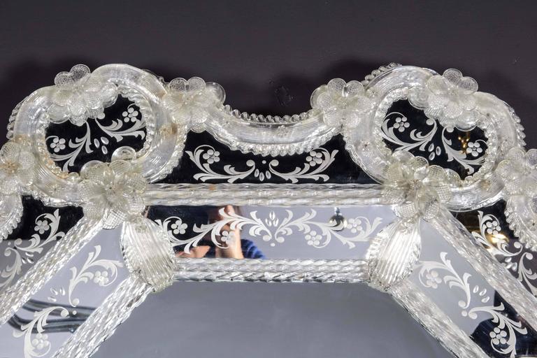 Exquisite Venetian Mirror with Scrolled Frame Design at 1stDibs