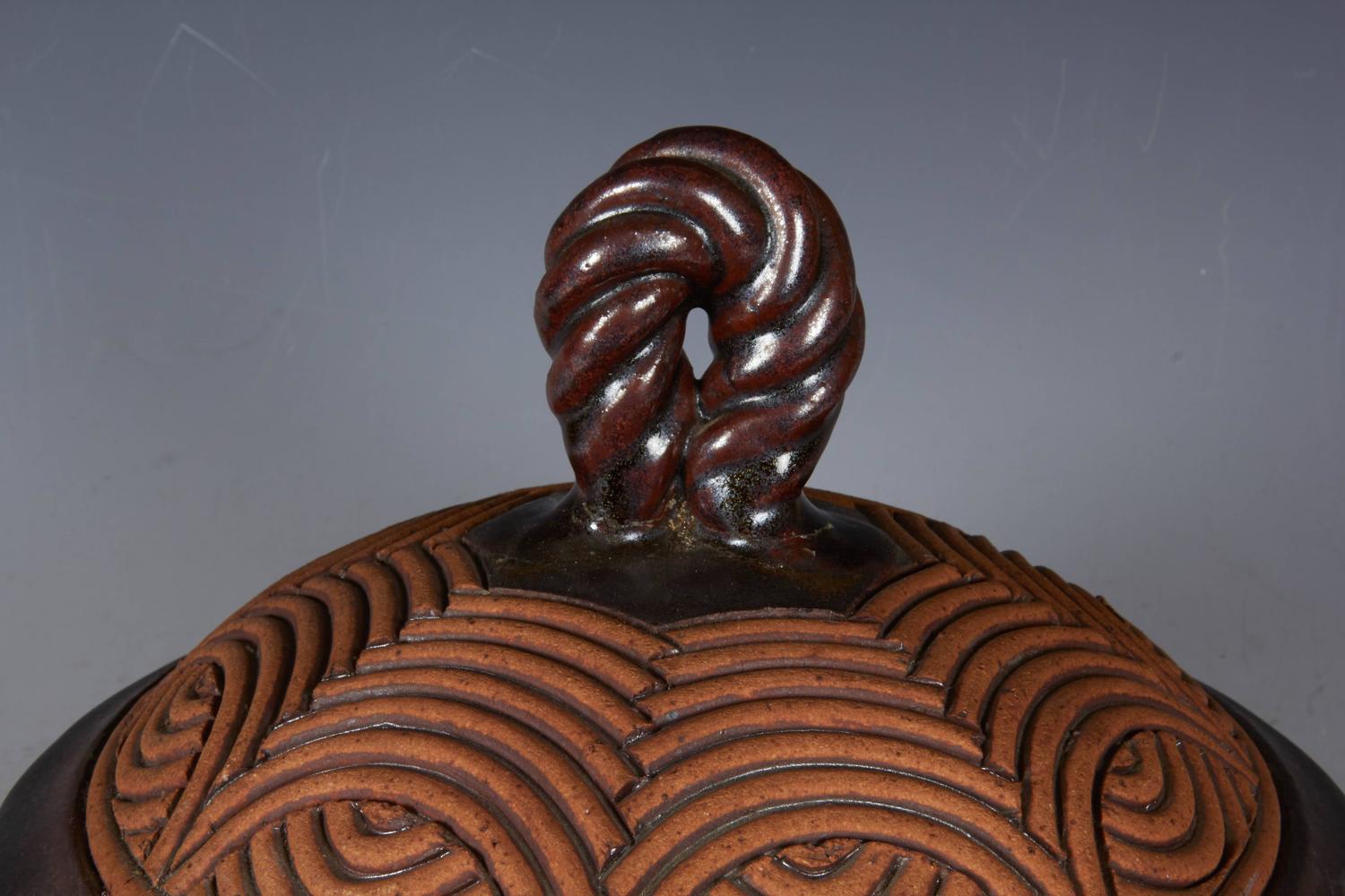 David Macdonald Lidded Pottery Vessel, Signed and Dated For Sale at 1stdibs