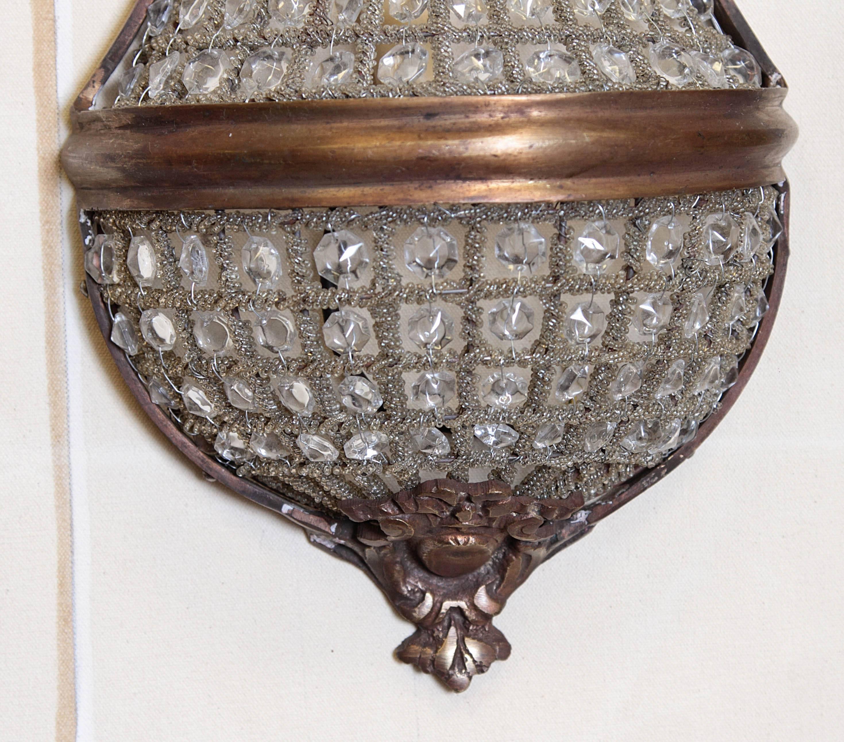 20th Century Pair of Beaded Wall Sconces at 1stDibs