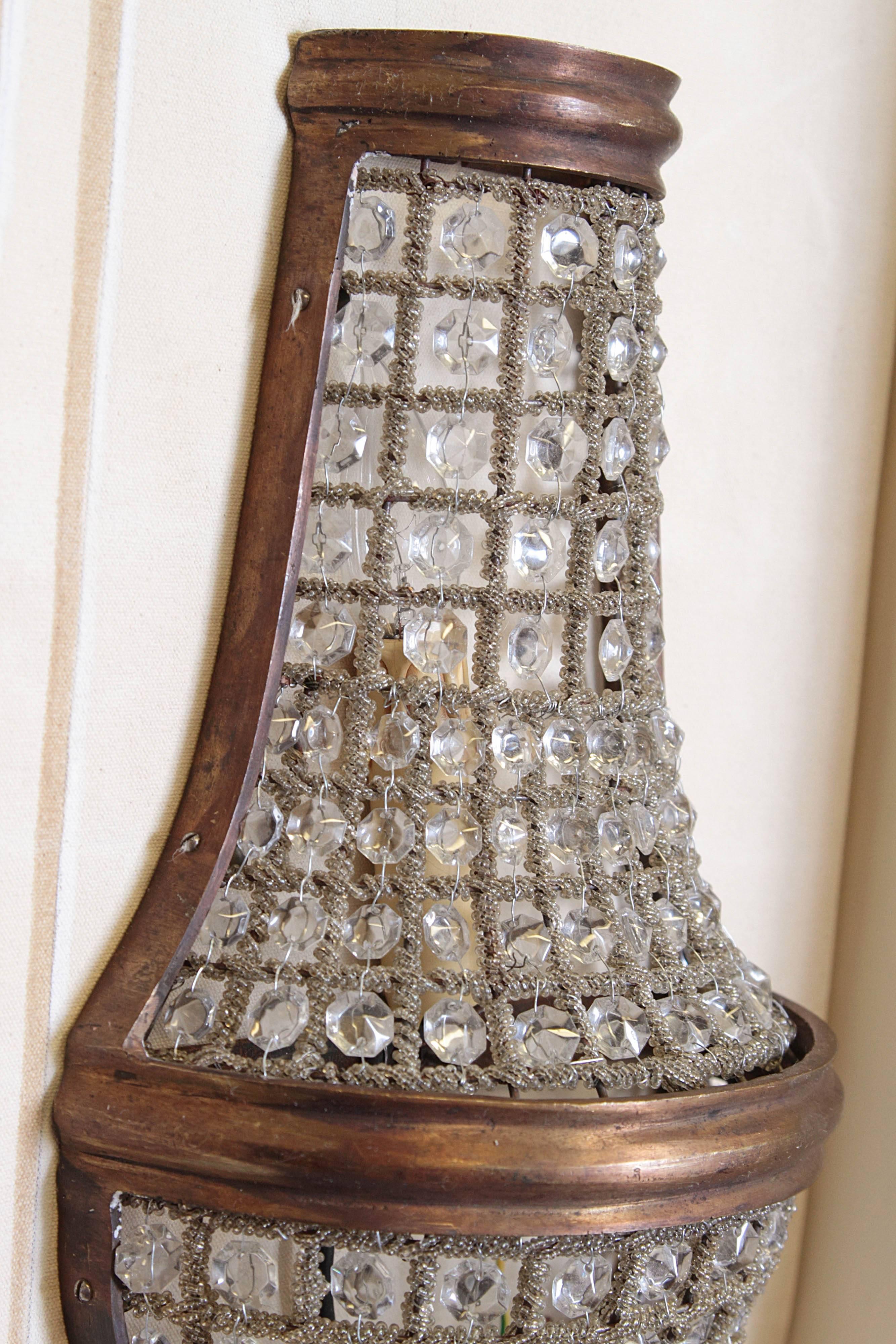 20th Century Pair of Beaded Wall Sconces at 1stDibs