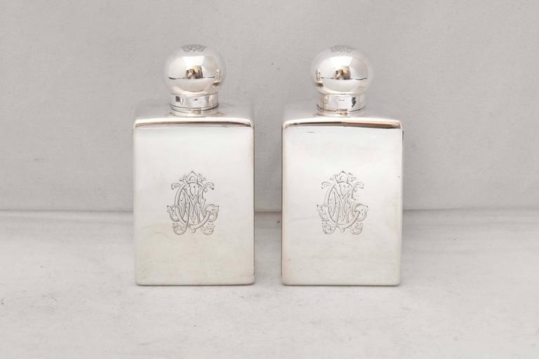 Pair of Edwardian, French All Sterling Silver Cologne Bottles at 1stDibs
